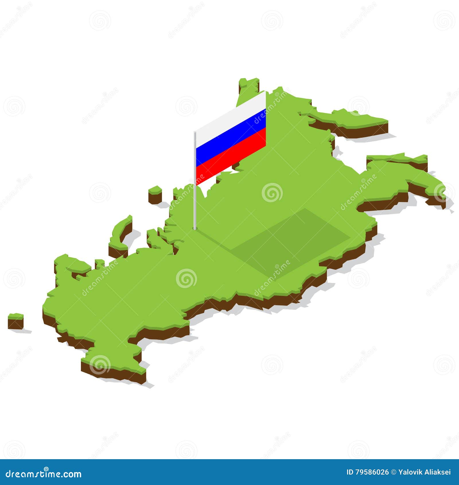 Russia Map with Flag Isometric Stock Vector - Illustration of emblem ...