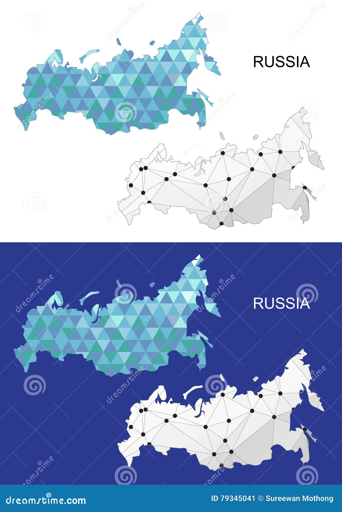 Russia Map in Geometric Polygonal Style. Abstract Gems Triangle. Stock ...