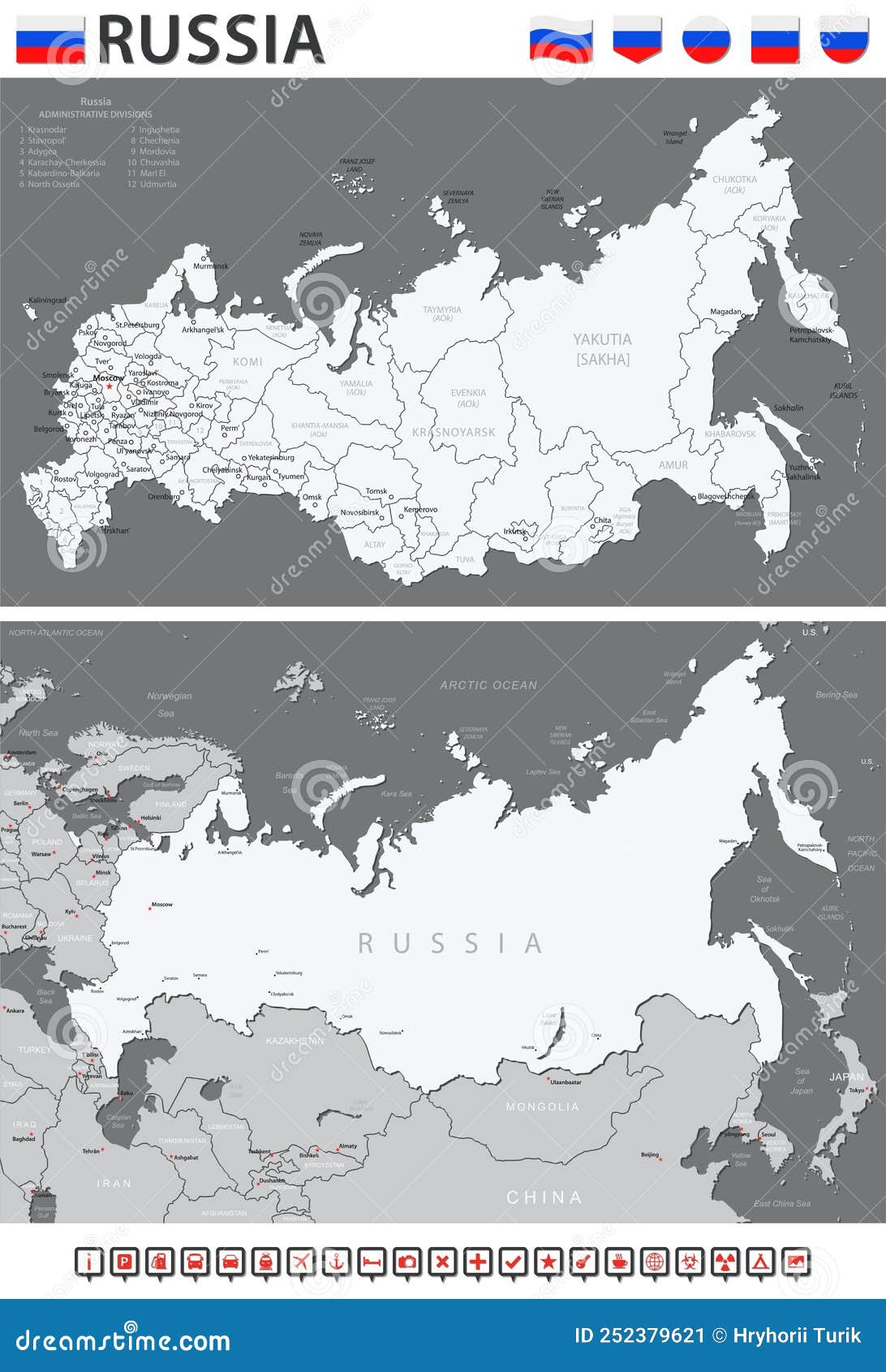 Russia Map - Vector Infographic Set Stock Illustration - Illustration ...