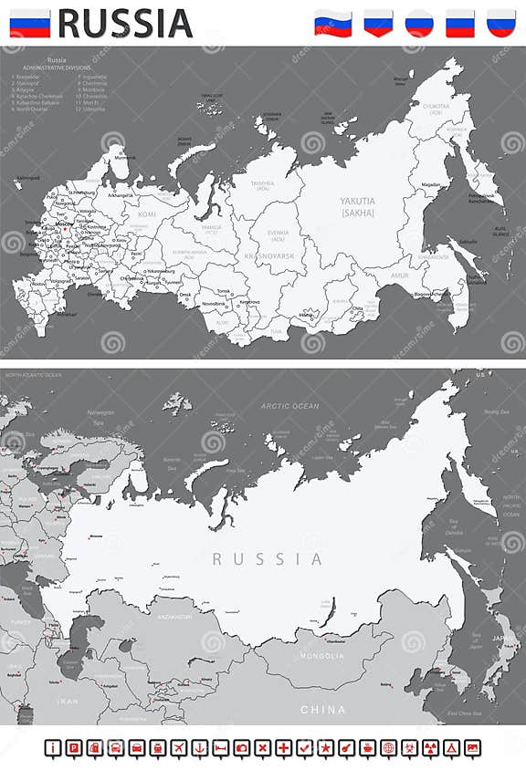 Russia Map - Vector Infographic Set Stock Illustration - Illustration ...