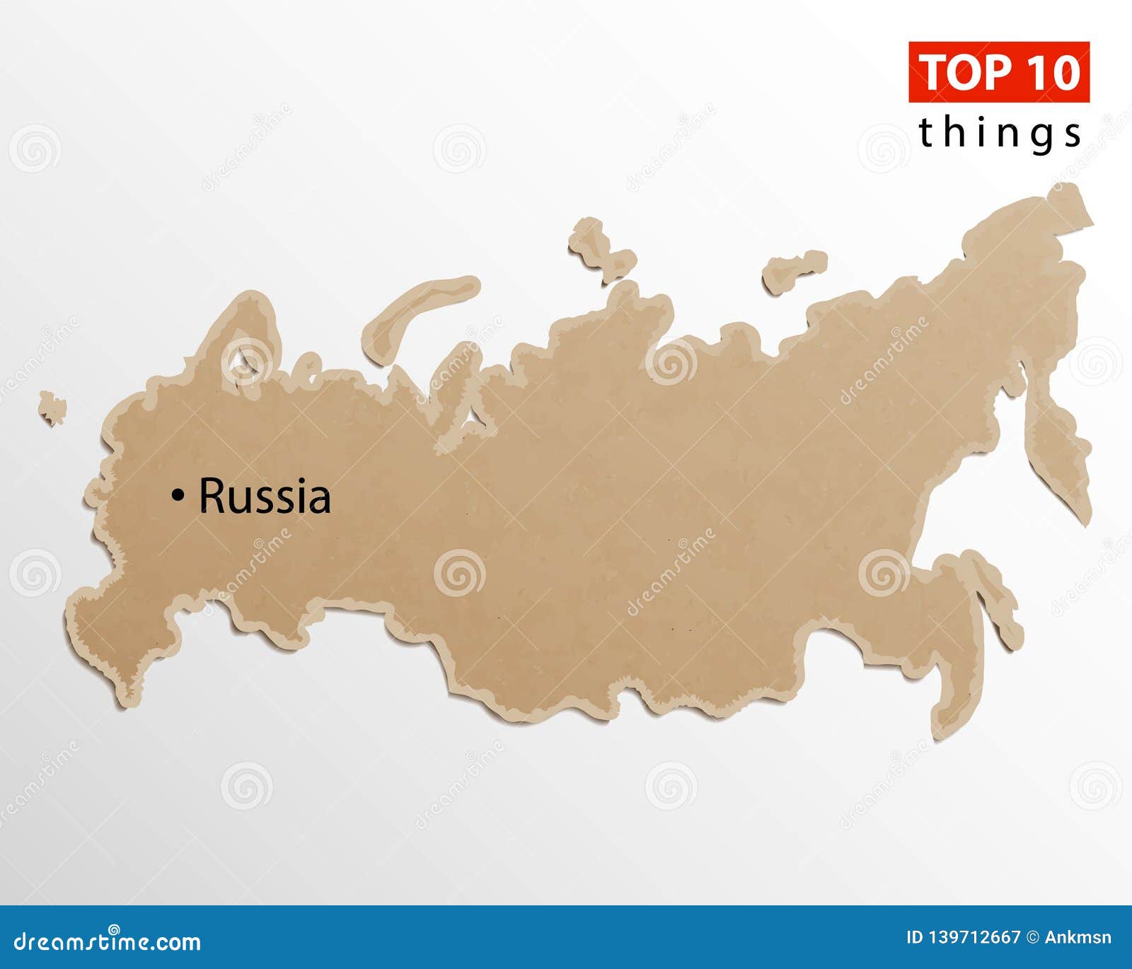 Russia Map Vector. Russian Maps Craft Paper Texture. Empty Template ...
