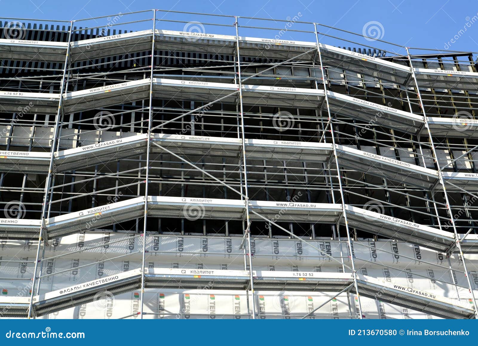 Scaffolding on the Facade of a Building Under Construction Editorial ...