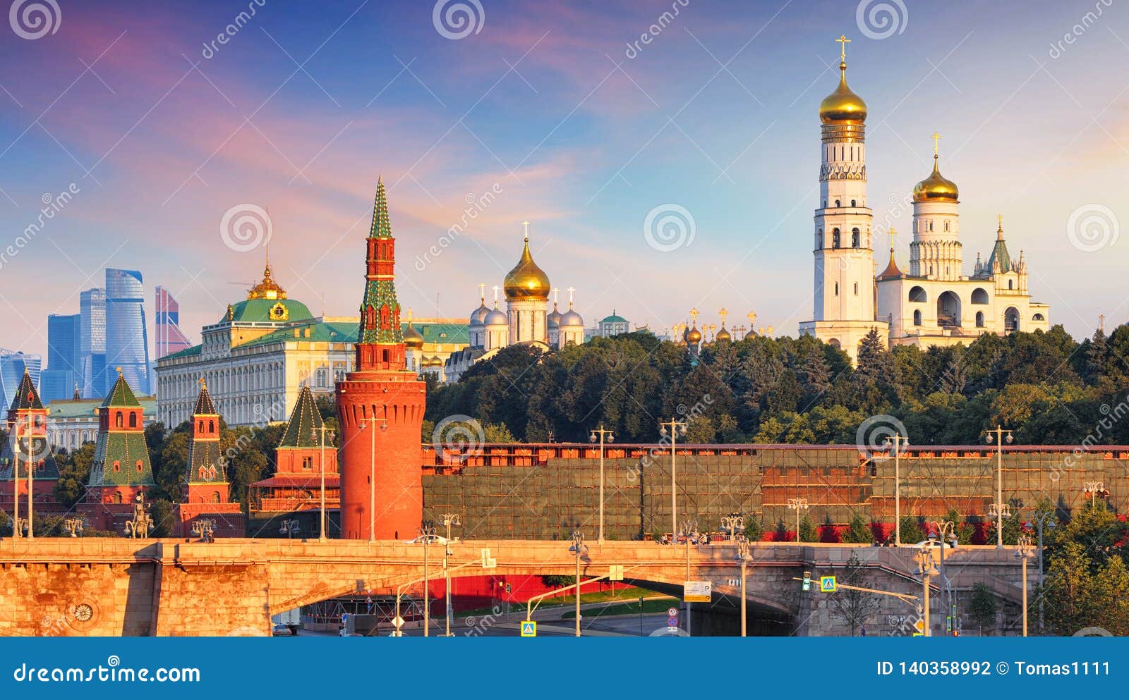 Russia, Moscow City Skyline at Sunset Stock Photo - Image of ...