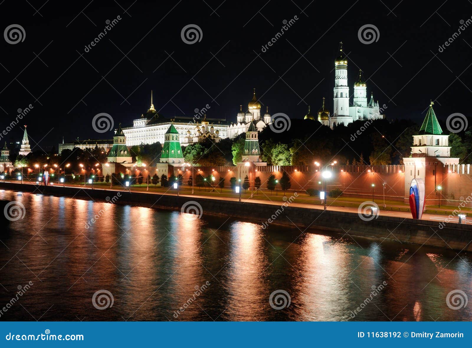 Russia. Moscow Kremlin at Night Stock Photo - Image of quay, great ...