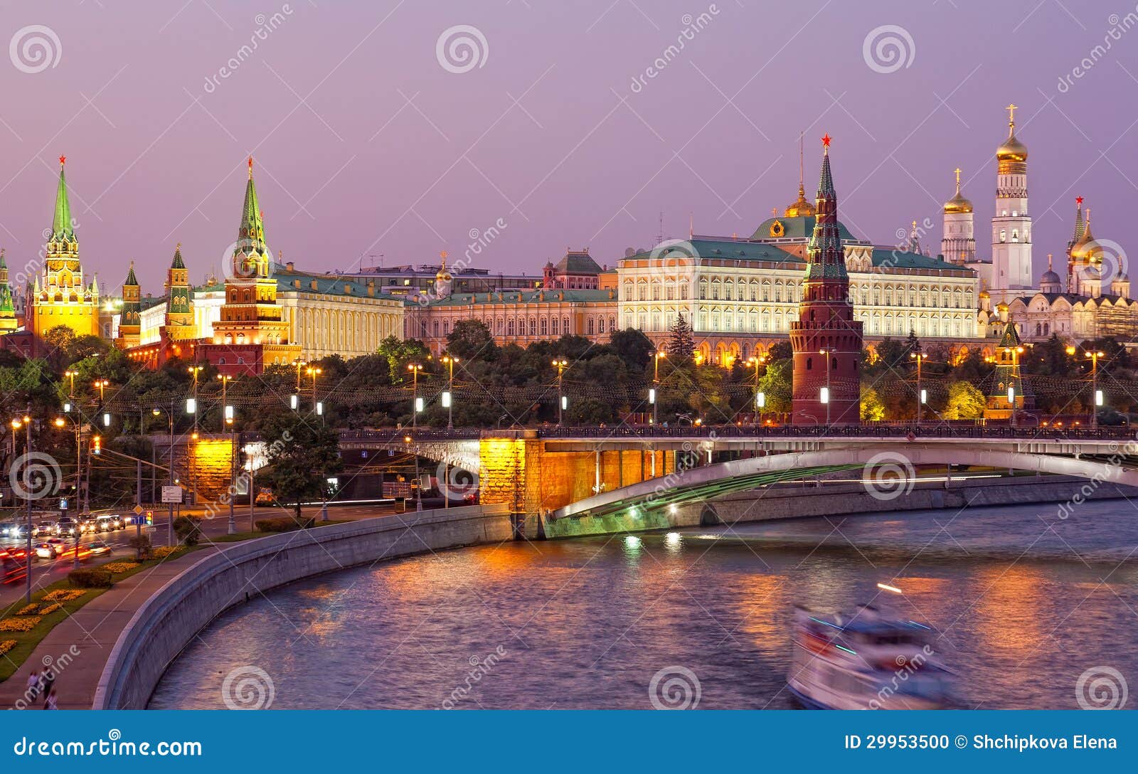 Russia, Moscow, night view stock photo. Image of embankment - 29953500