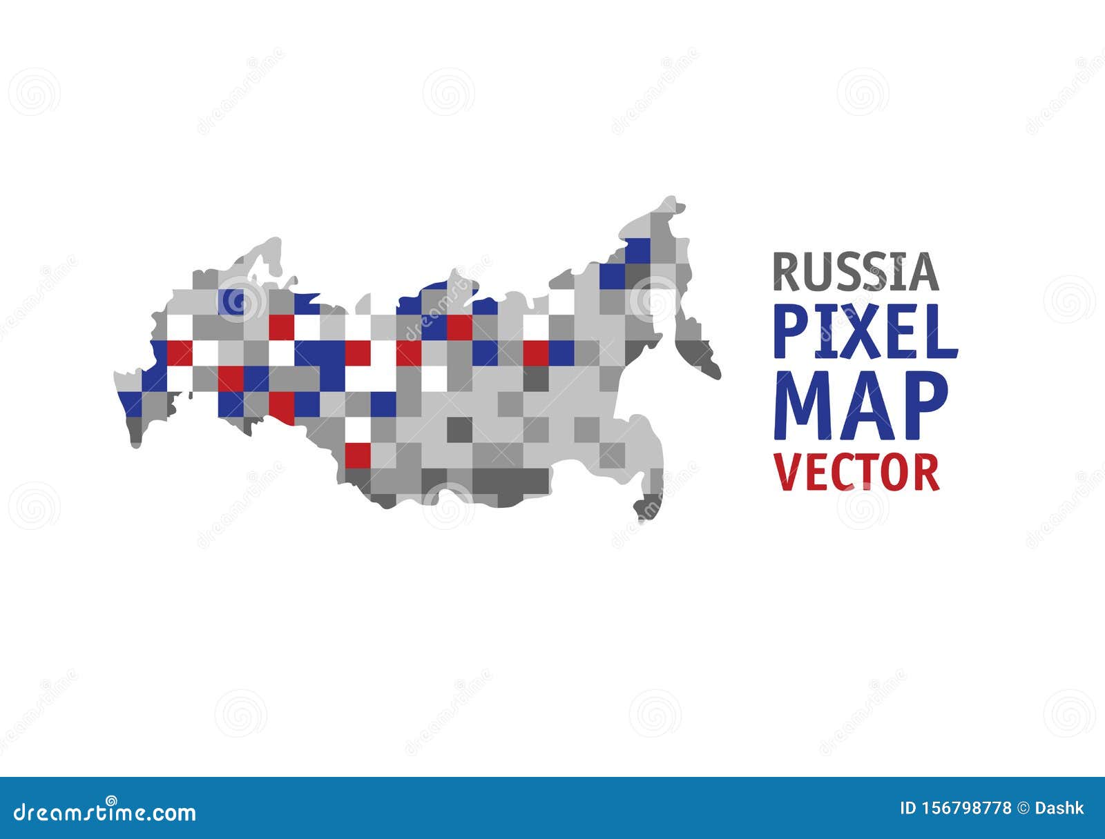 Russia Pixel Map Isolate Object on White Stock Vector - Illustration of ...