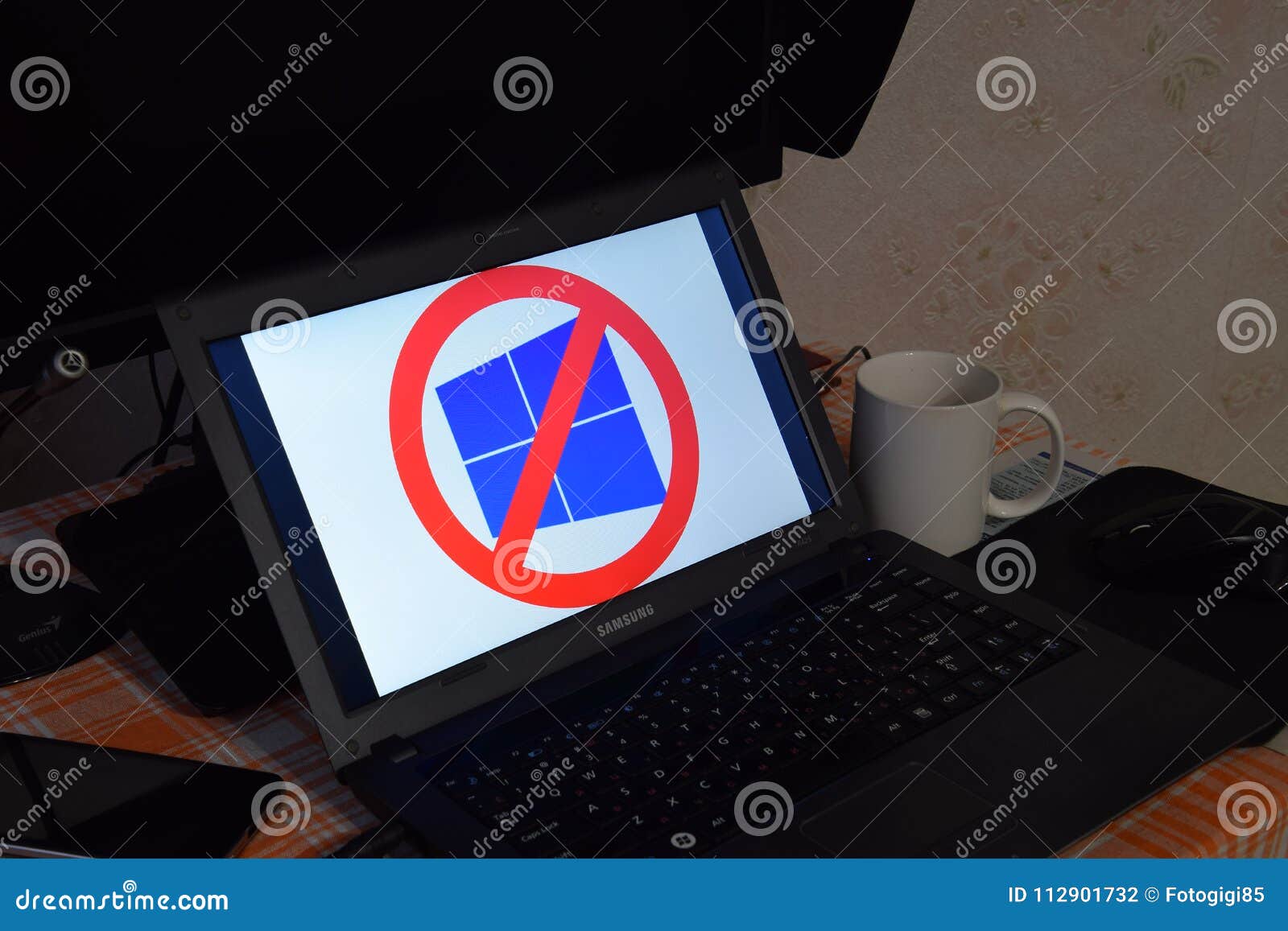 Laptop with the Operating System Logo Displayed on the Screen Windows ... Laptop with the Operating System Logo Displayed on the Screen Windows ...