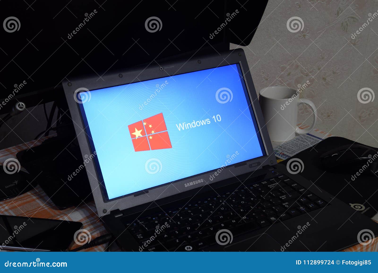 Laptop with the Operating System Logo Displayed on the Screen Windows ... Laptop with the Operating System Logo Displayed on the Screen Windows ...