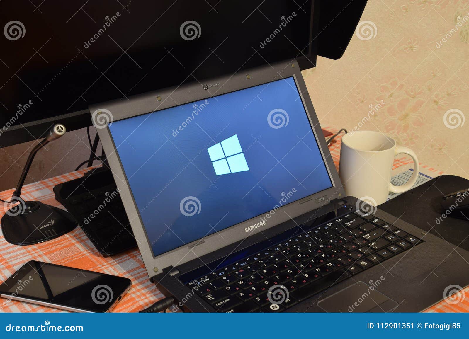 Laptop with the Operating System Logo Displayed on the Screen Windows ... Laptop with the Operating System Logo Displayed on the Screen Windows ...