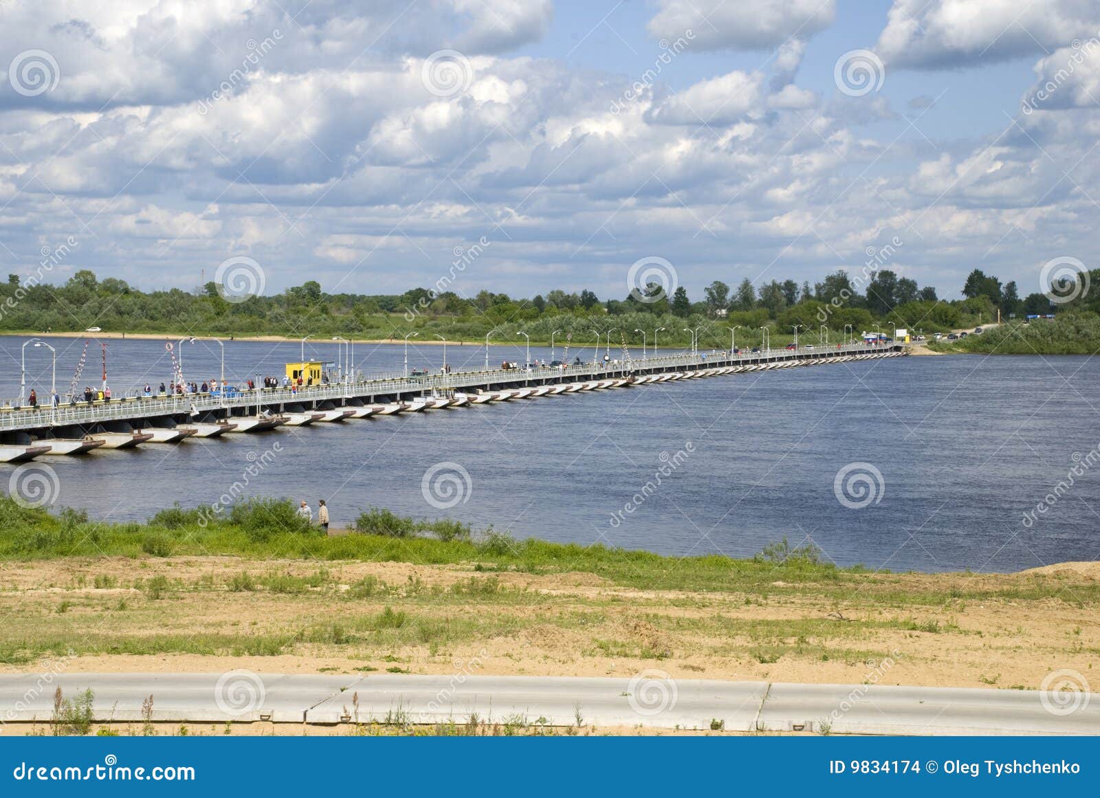 Russia. Pontoon-bridge on River Oka. Stock Photo - Image of temporary ...