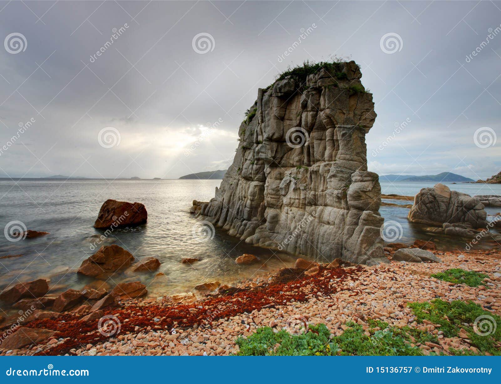 Russia, Primorye, Sunset Rock Stock Image - Image of color, island ...
