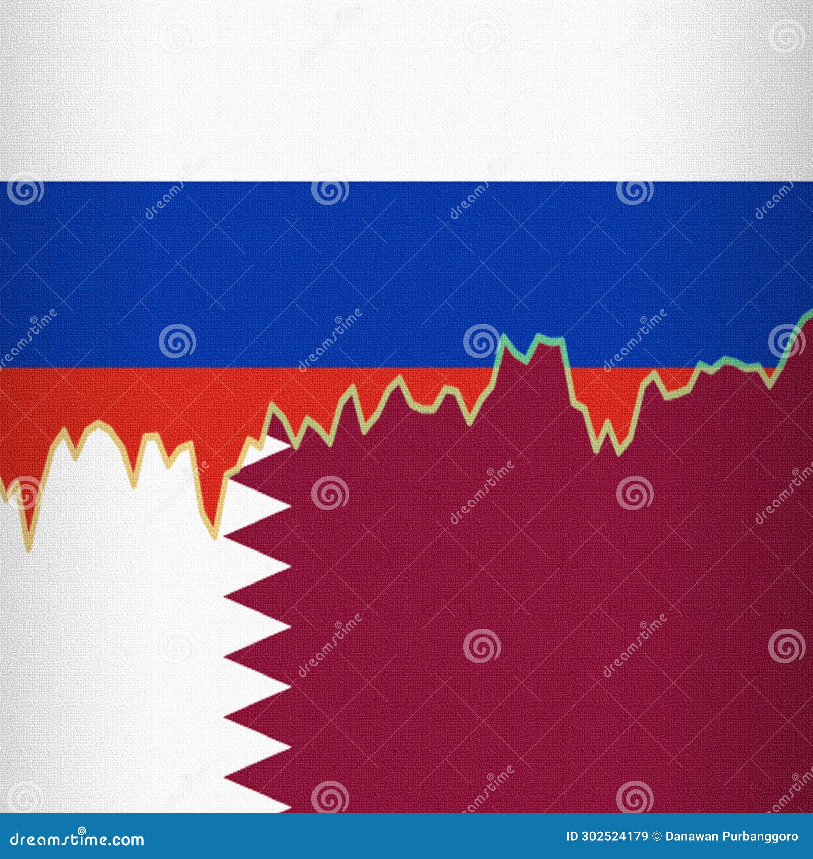 Russia and Qatar National Flags Separated by a Line Chart. Stock ... Russia and Qatar National Flags Separated by a Line Chart. Stock ...