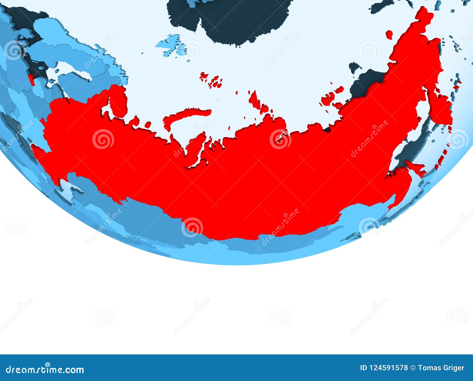 Russia in red on blue map stock illustration. Illustration of russian ...