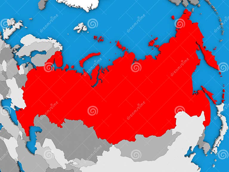 Russia in red on globe stock illustration. Illustration of rossija ...