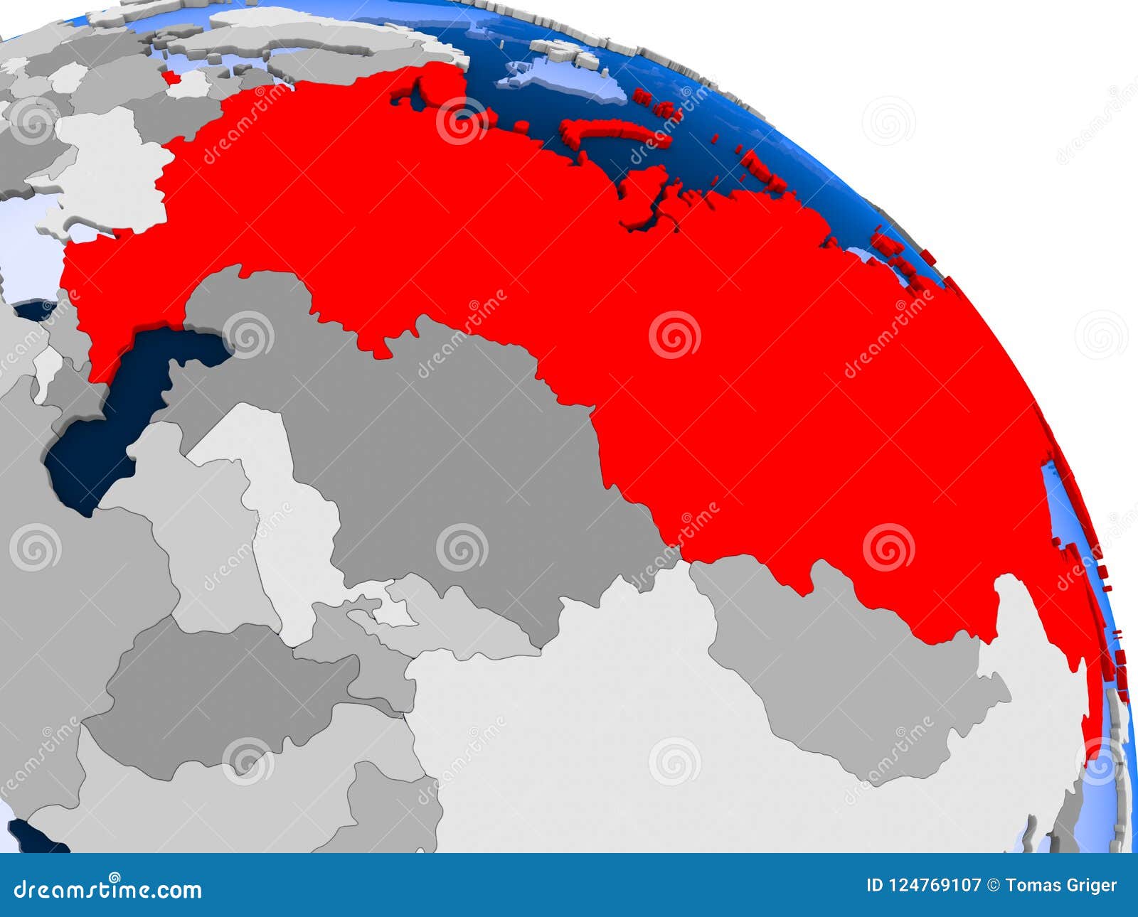 Russia in red on map stock illustration. Illustration of political ...