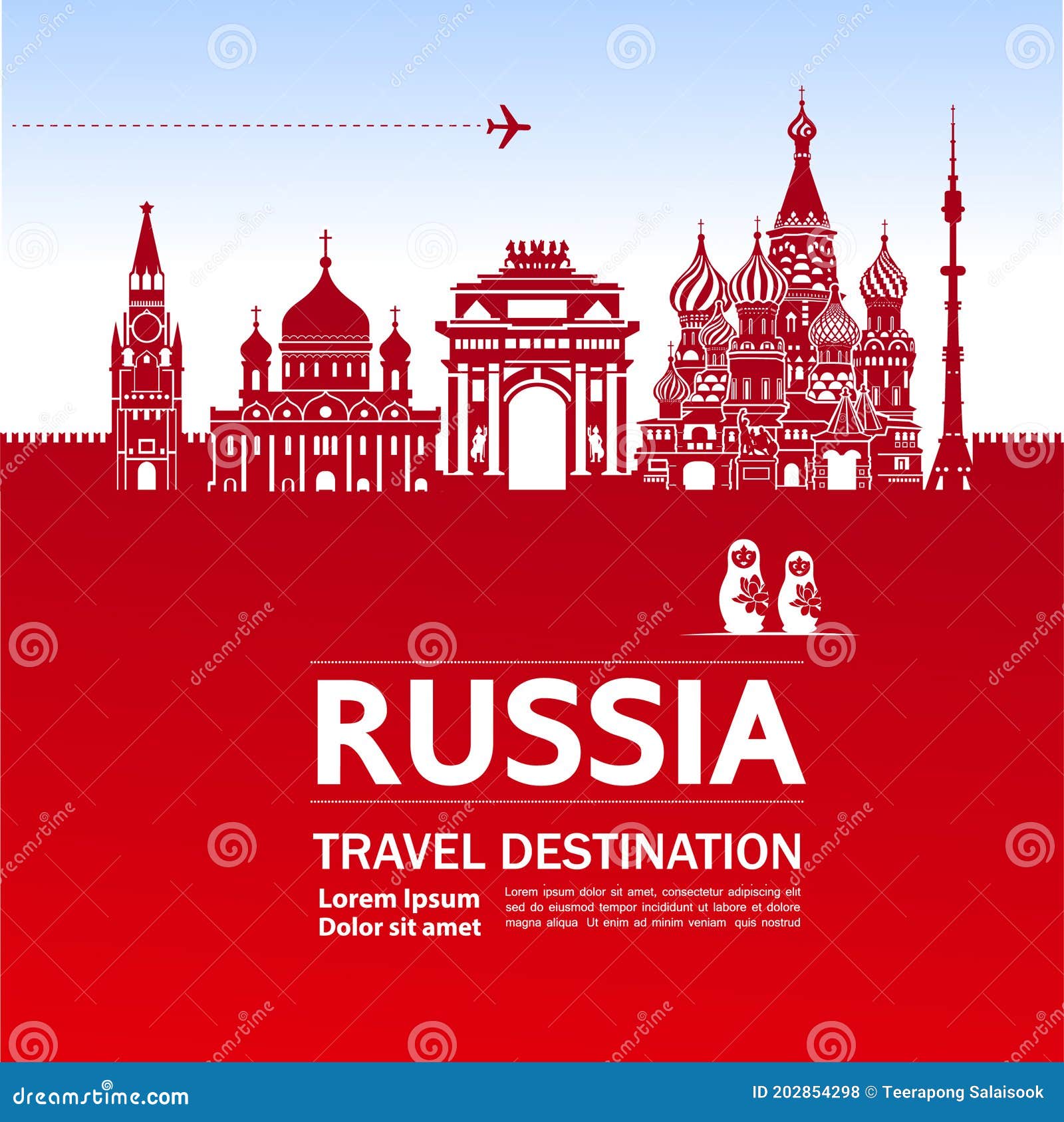 Russia Travel Destination Grand Vector Illustration. Stock Vector ...