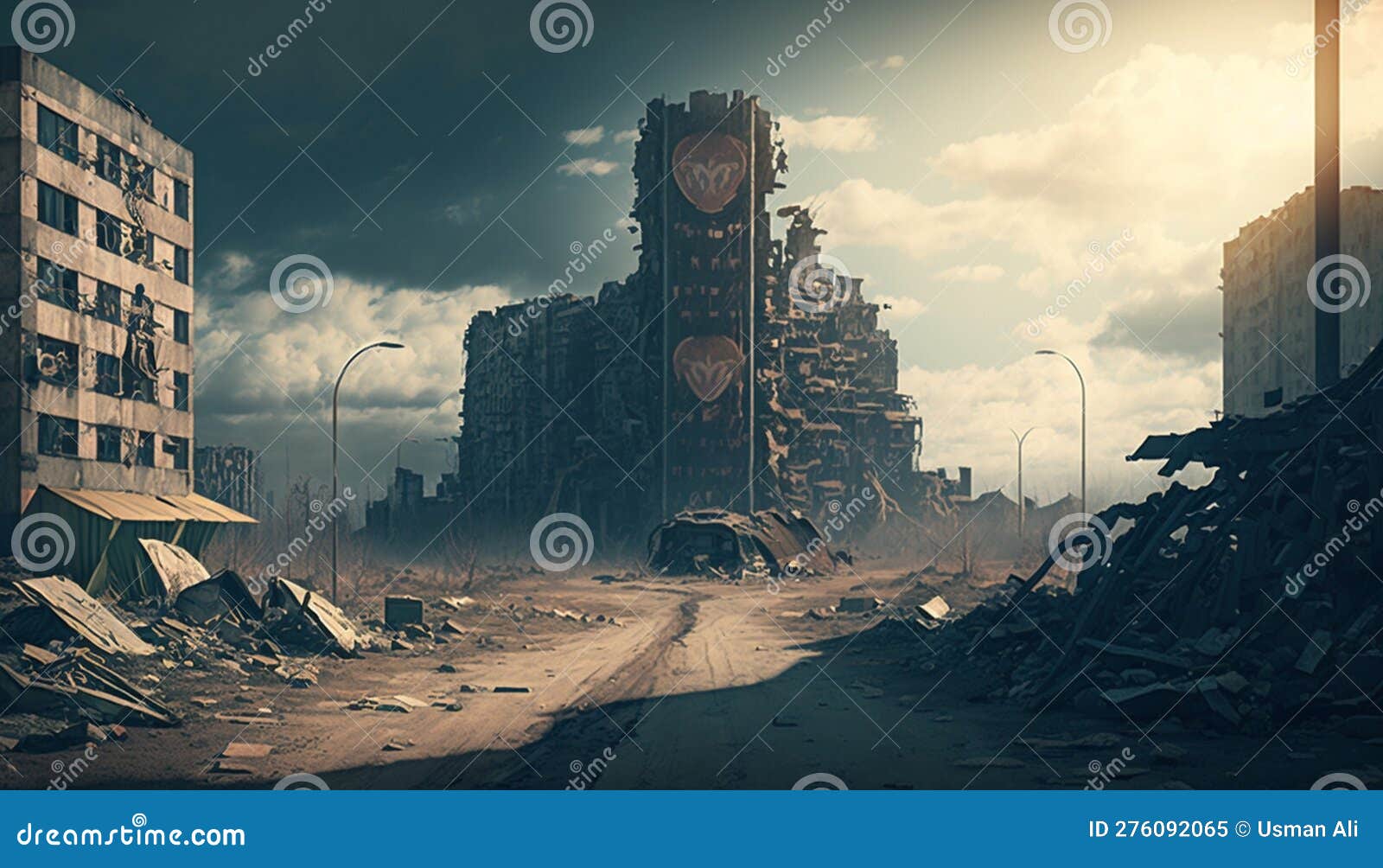 Russia In Ruins After A Devastating War, Apocalyptic Scenery. Generated ...