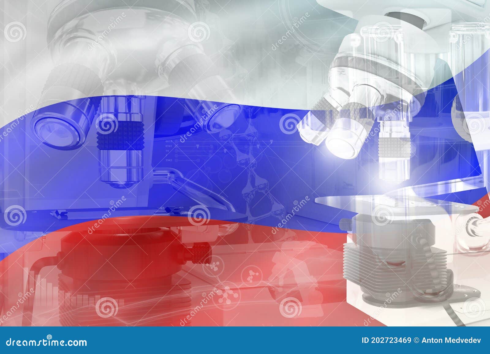 Russia Science Development Conceptual Background - Microscope on Flag ...