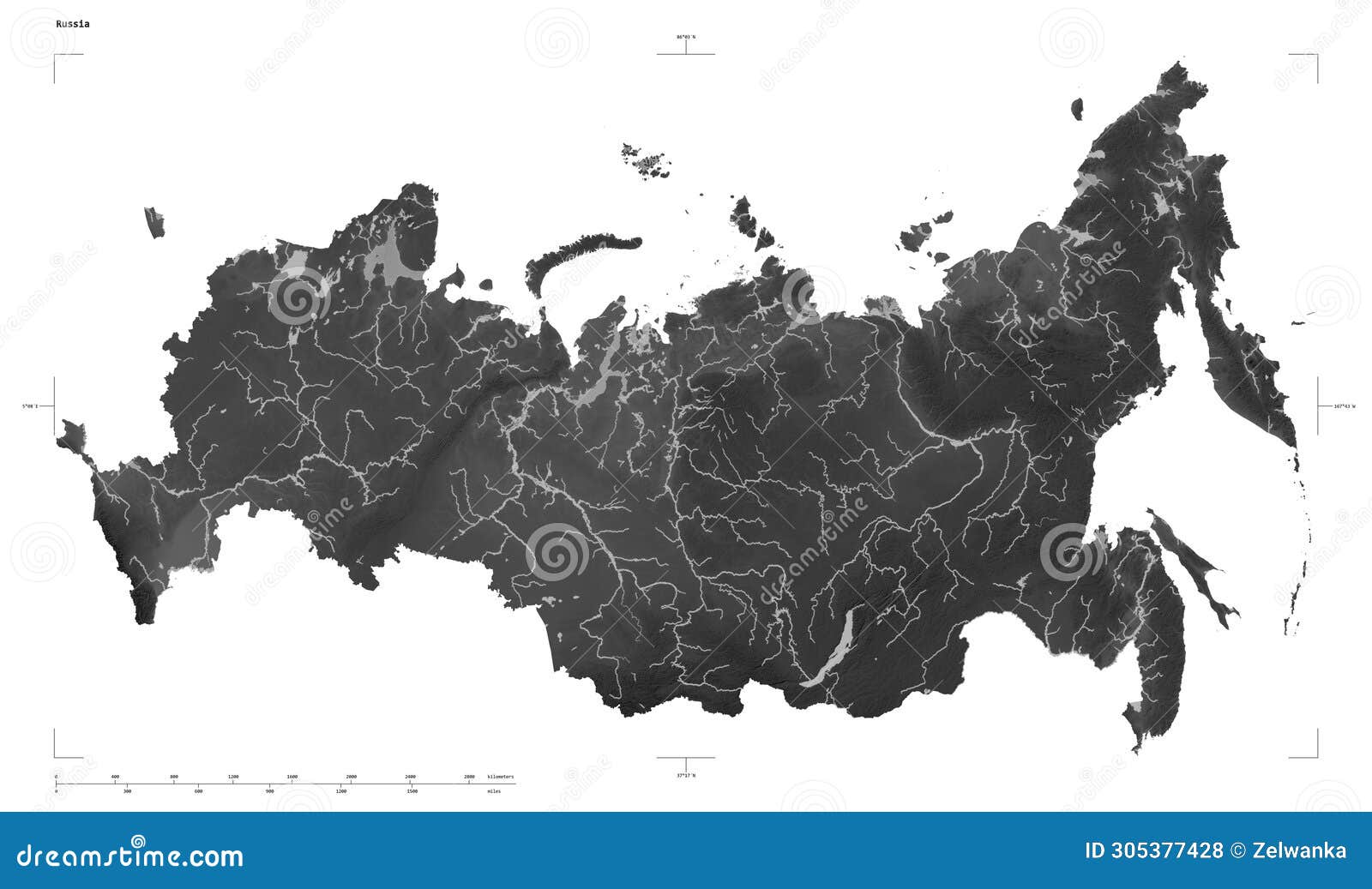 Russia Shape on White. Grayscale Stock Illustration - Illustration of ...
