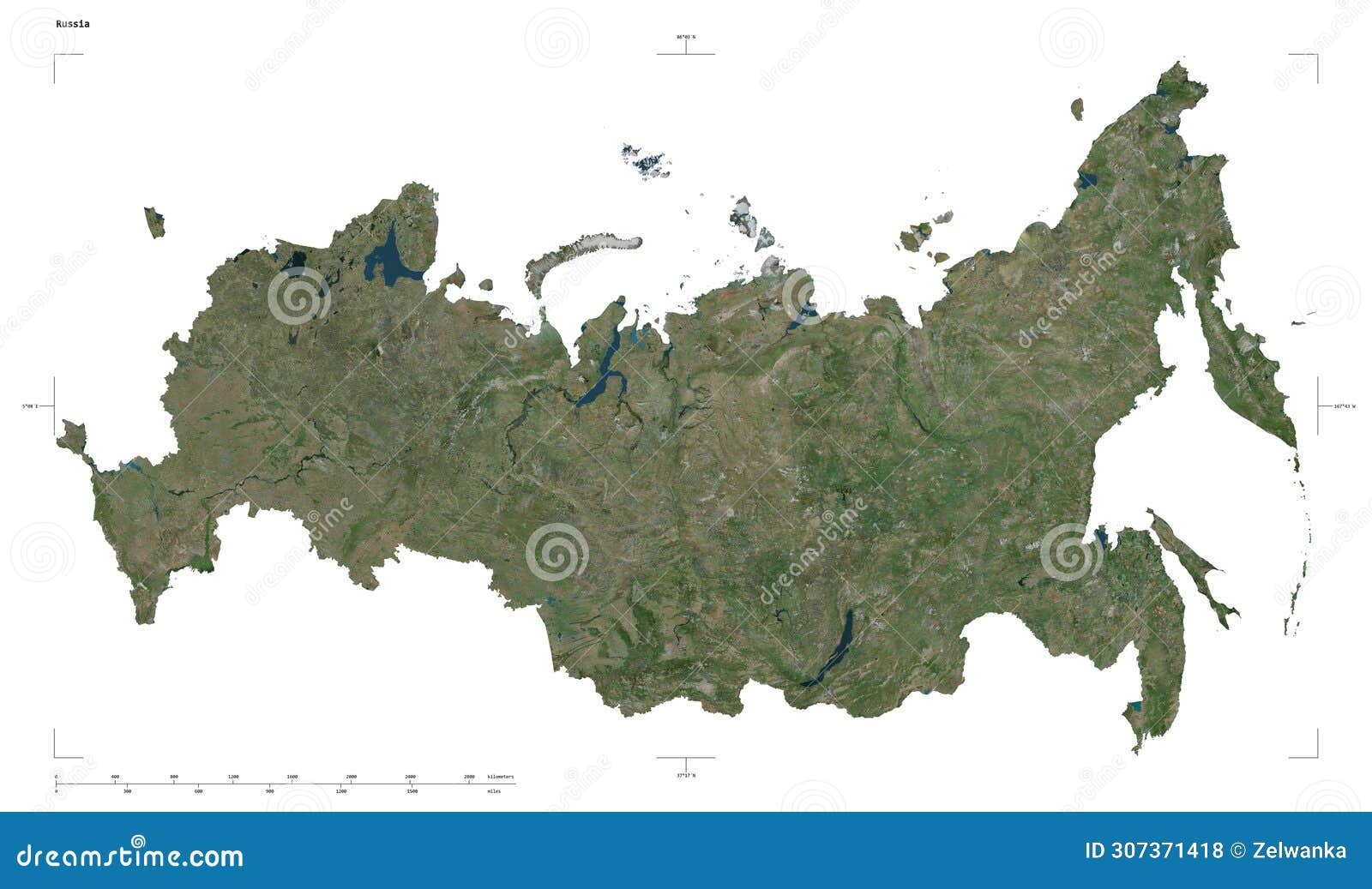 Russia Shape on White. High-res Satellite Stock Illustration ...