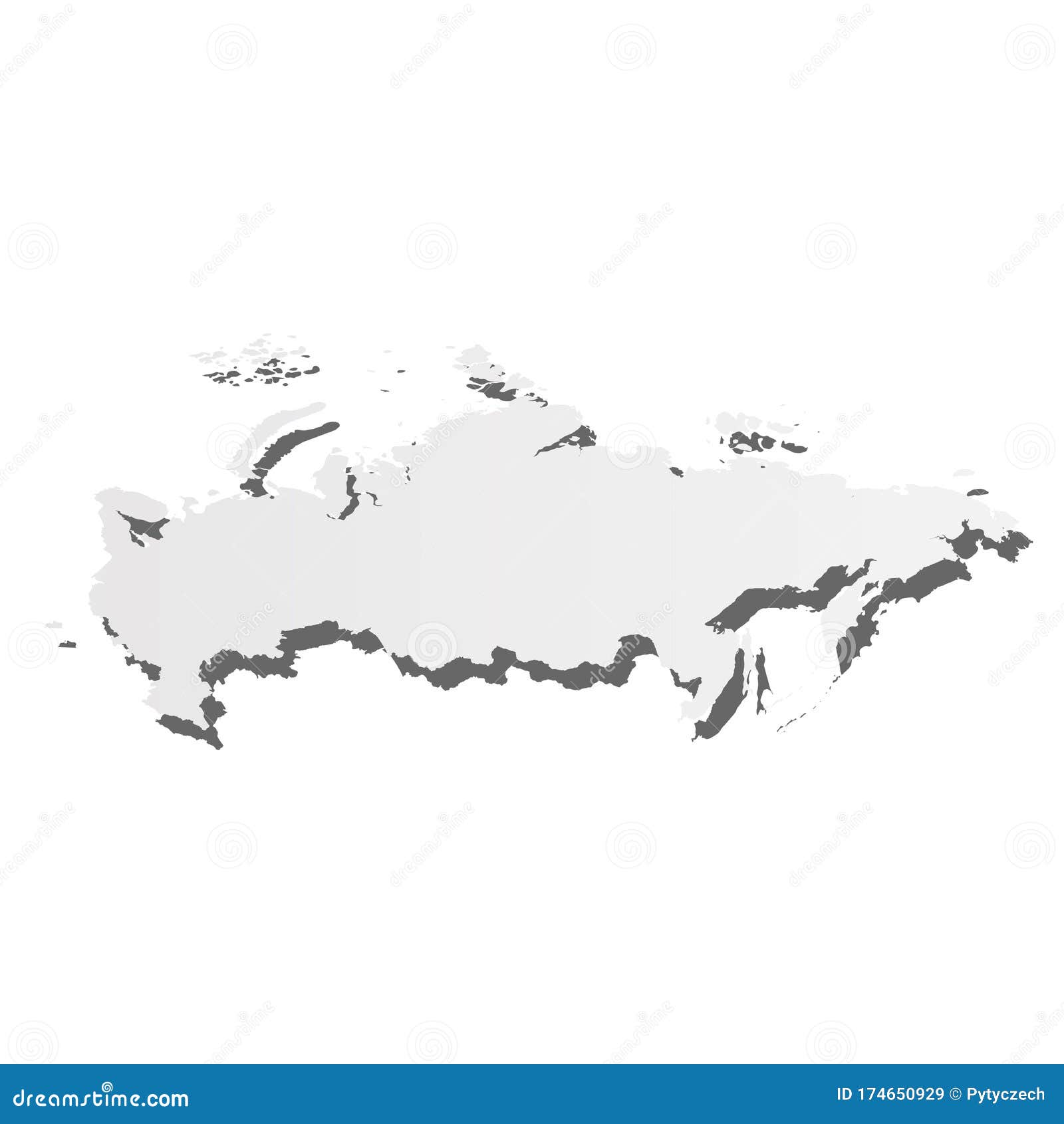 Russia - Solid Black Silhouette Map of Country Area. Simple Flat Vector ...
