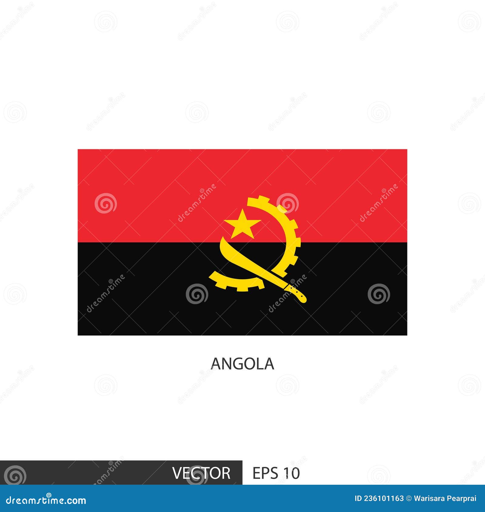 Angola Square Flag on White Background and Specify is Vector Eps10 ...