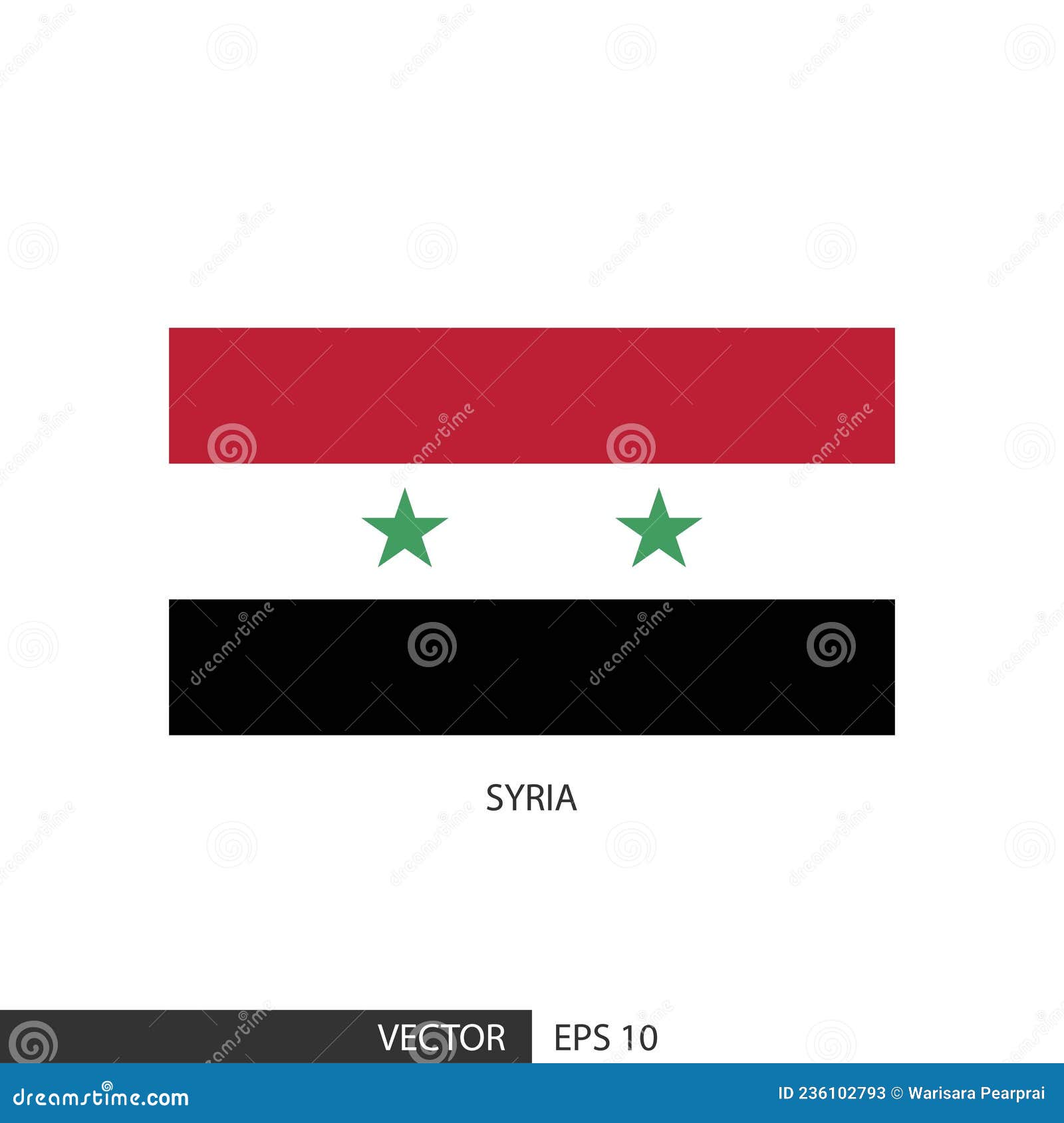 Syria Square Flag on White Background and Specify is Vector Eps10 Stock ...