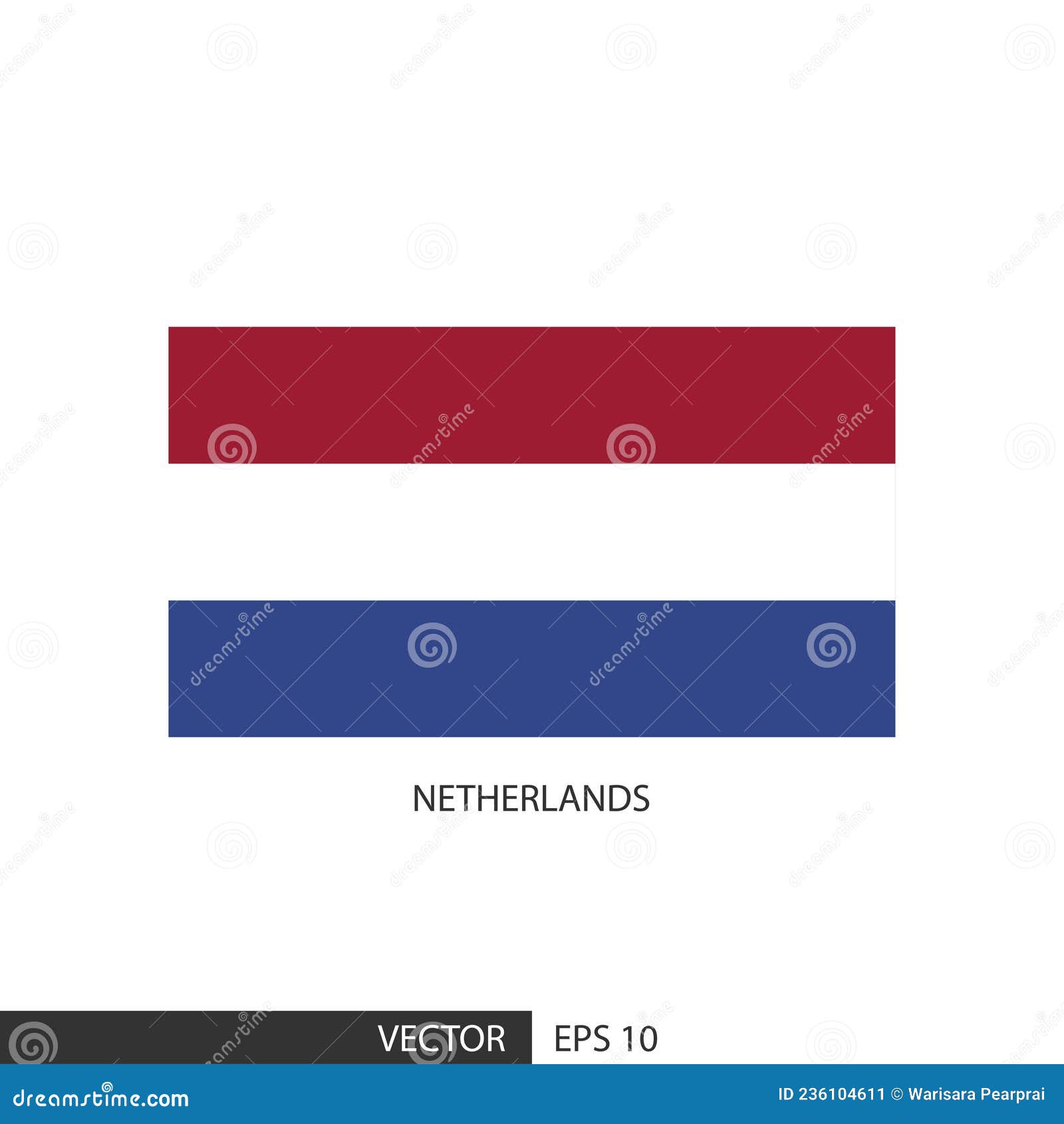 Netherlands Square Flag on White Background and Specify is Vector Eps10 ...