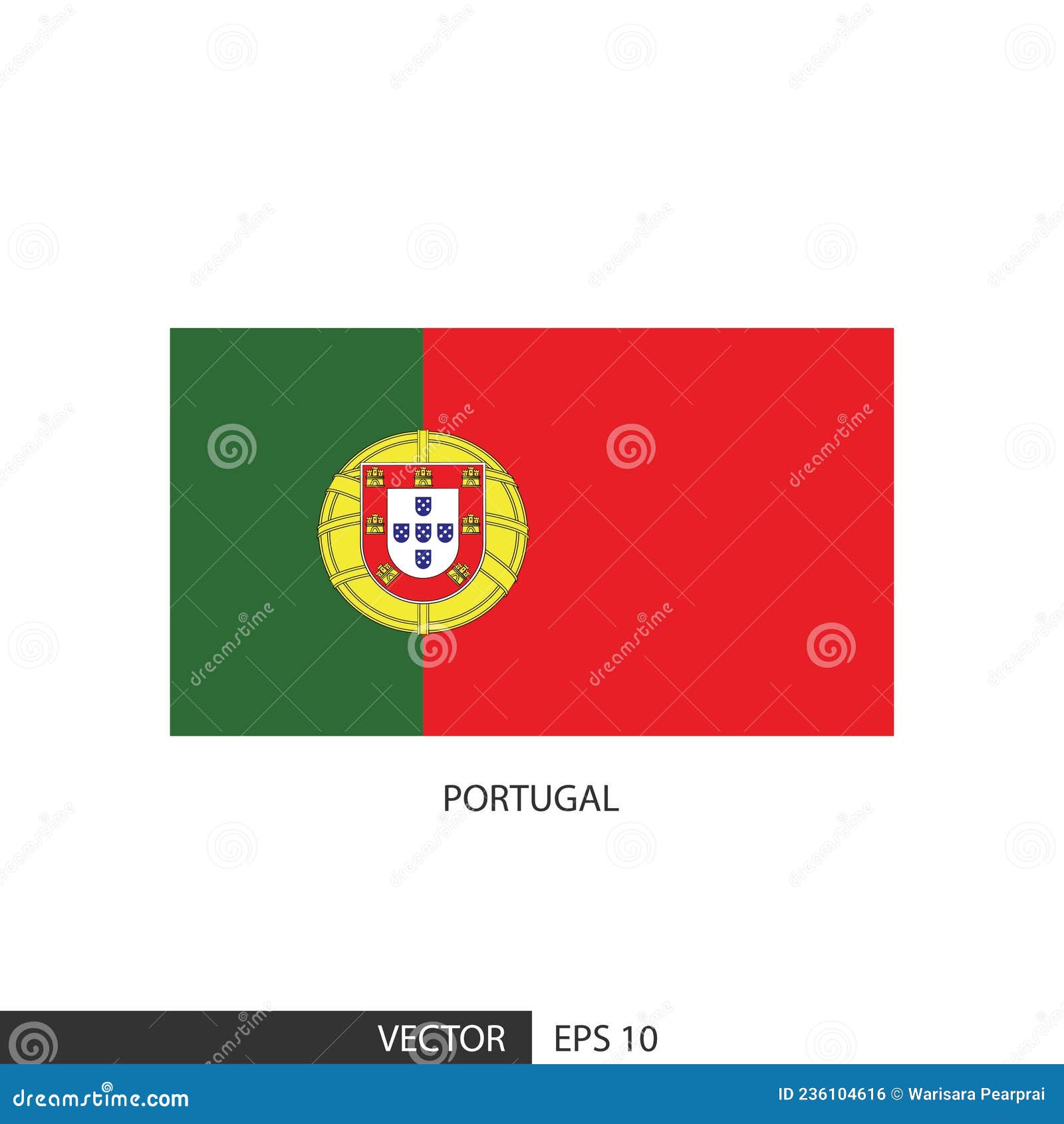 Portugal Square Flag on White Background and Specify is Vector Eps10 ...