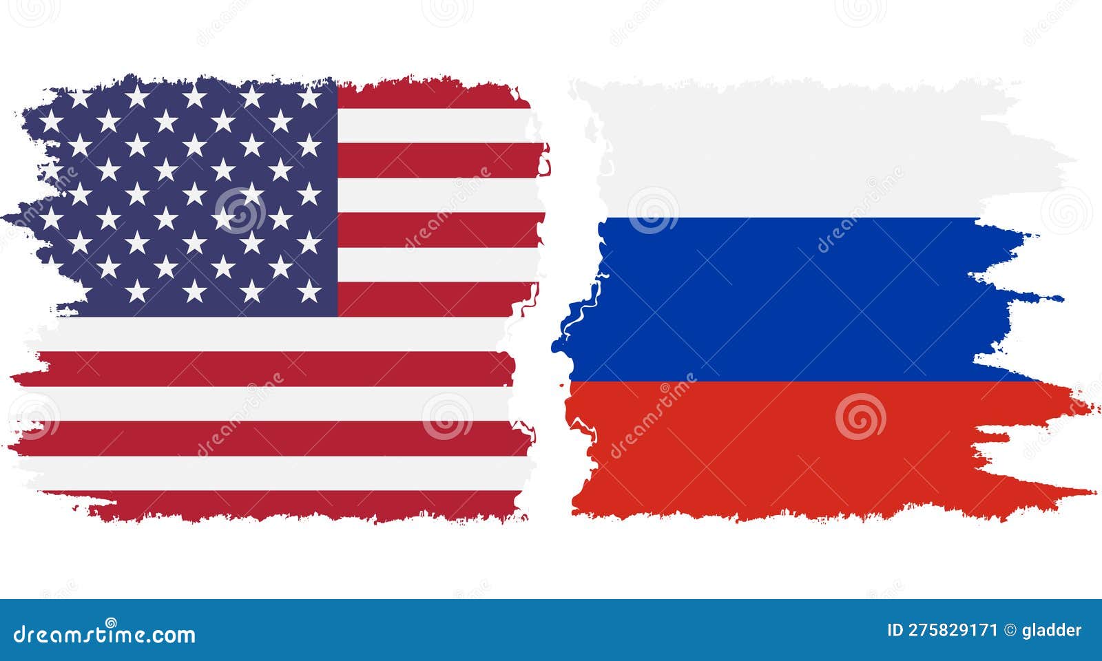 Russia and USA Grunge Flags Connection Vector Stock Illustration ...