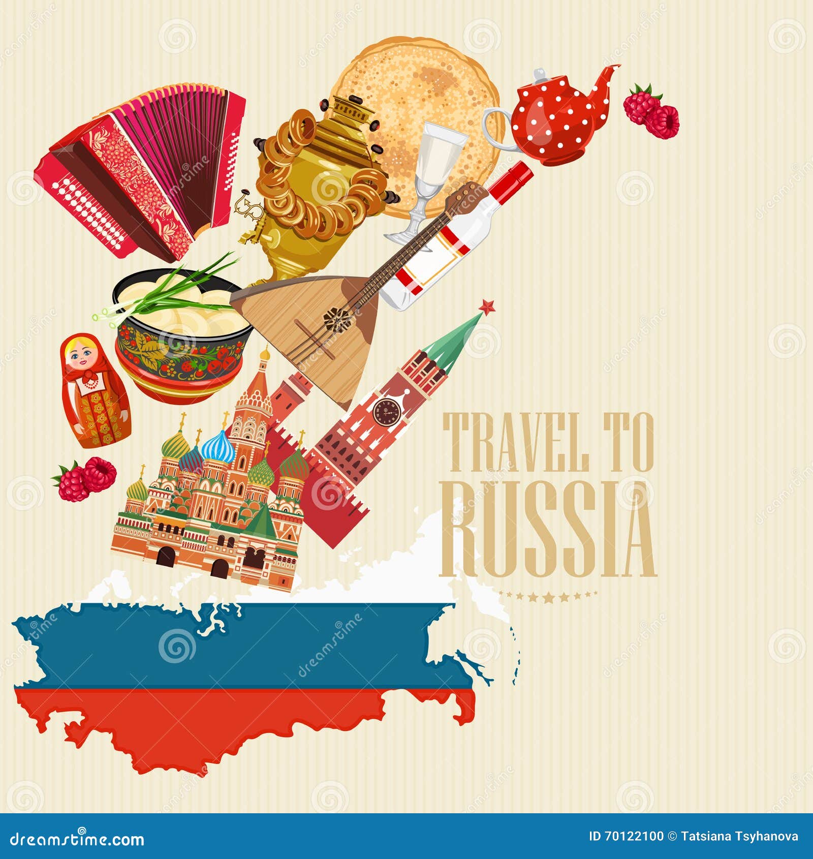 Russia Vector Poster. Russian Background with Map. Travel Concept ...