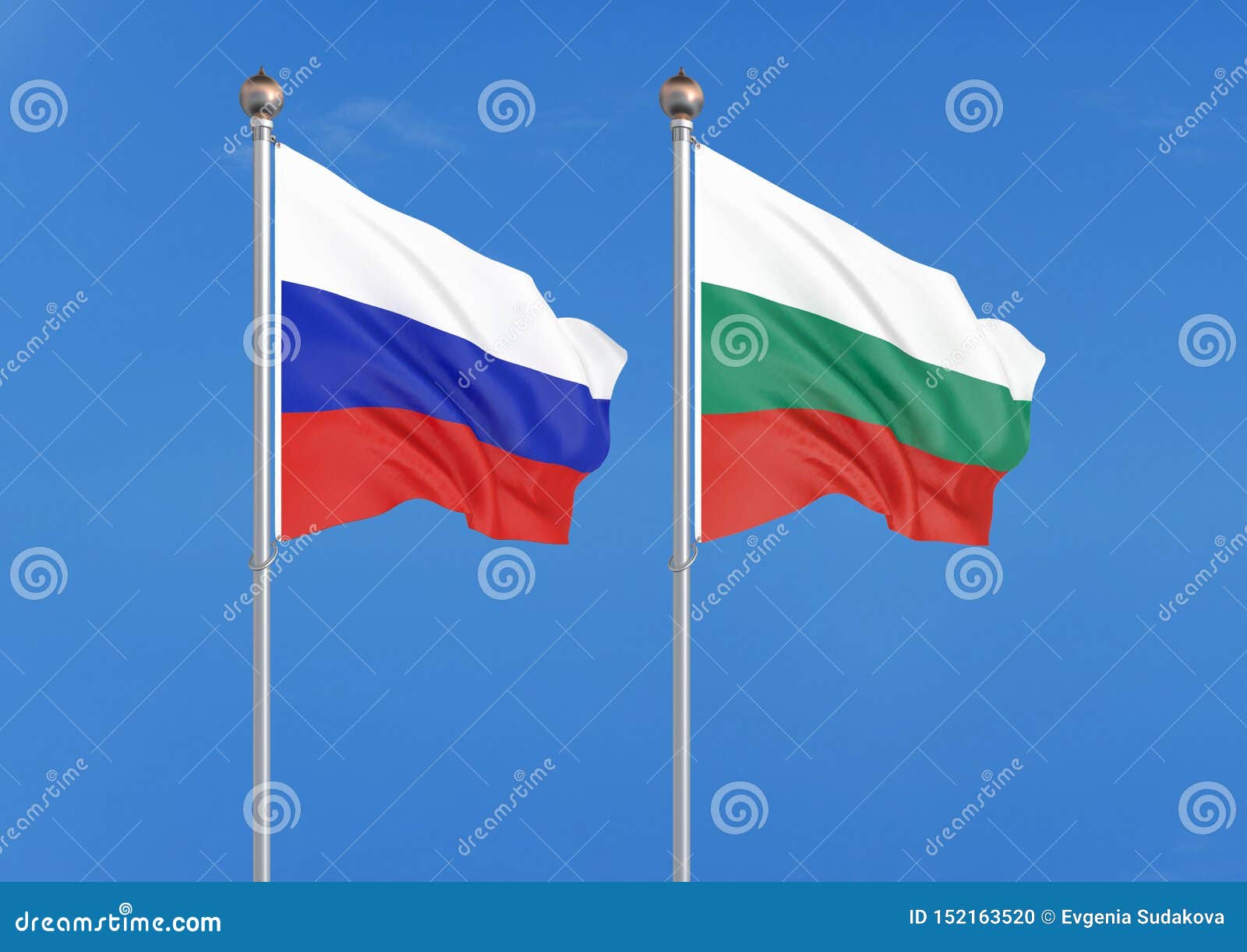 Russia Vs Bulgaria. Thick Colored Silky Flags of Russia and Bulgaria ...