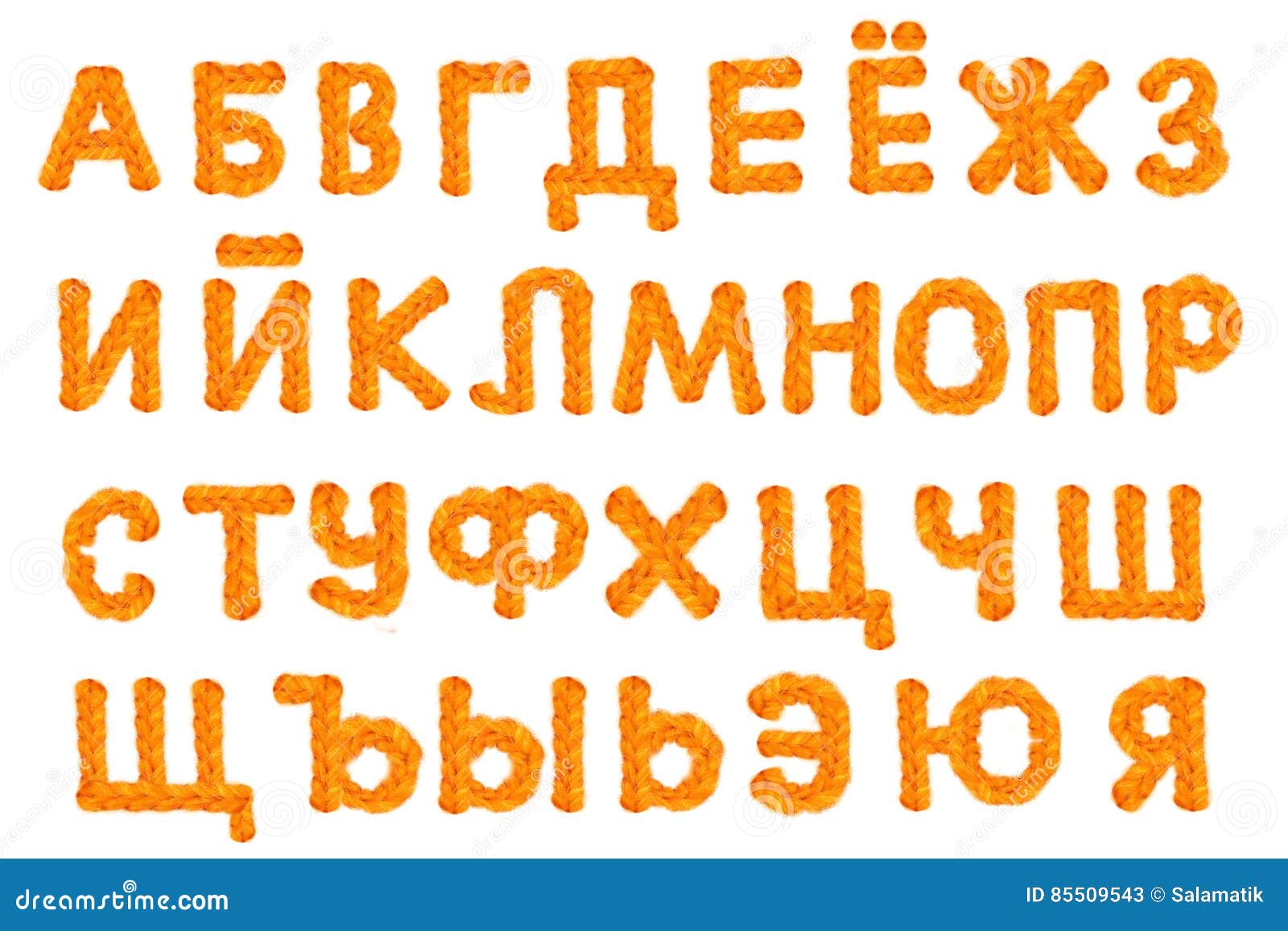 Russian Alphabet Crocheted Letters on White Background with Stock Image ...