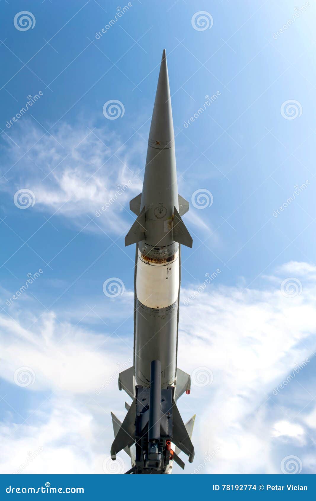 Old Russian Antiaircraft Defense Rocket Launcher Missiles Isolated Over ...