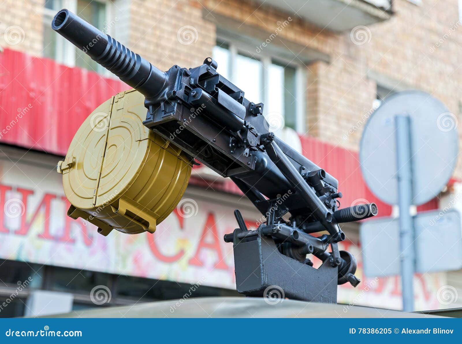 Russian Automatic Grenade Launcher with Attached Box for Ammunition ...