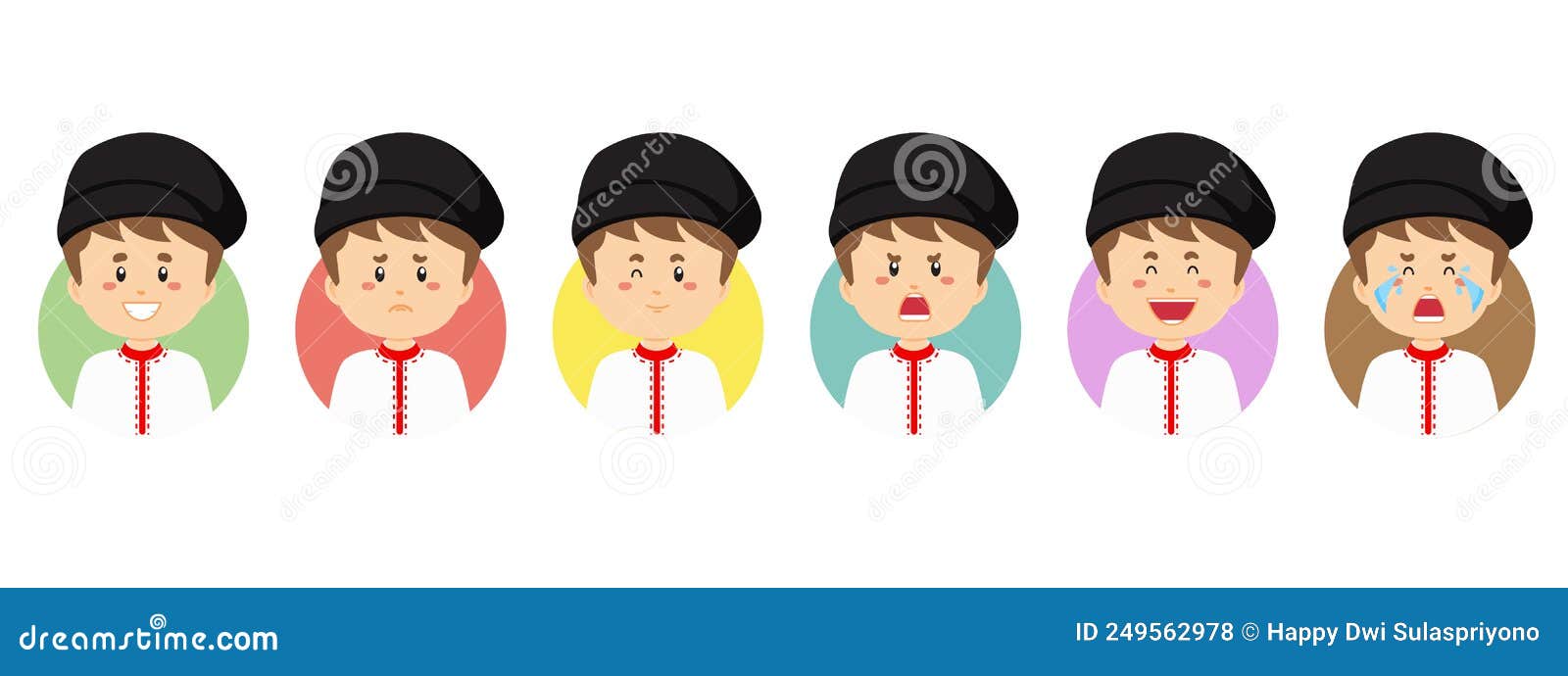 Russian Avatar with Various Expression Stock Vector - Illustration of ...