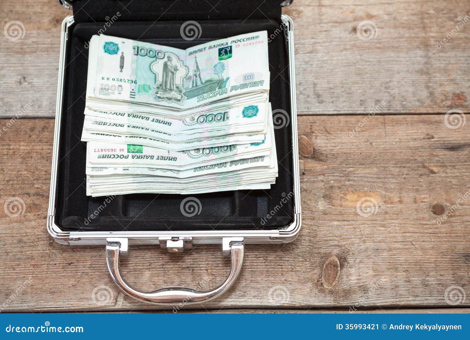 Russian Banknotes Laid Out in Order Inside of Steel Case Stock Image ...