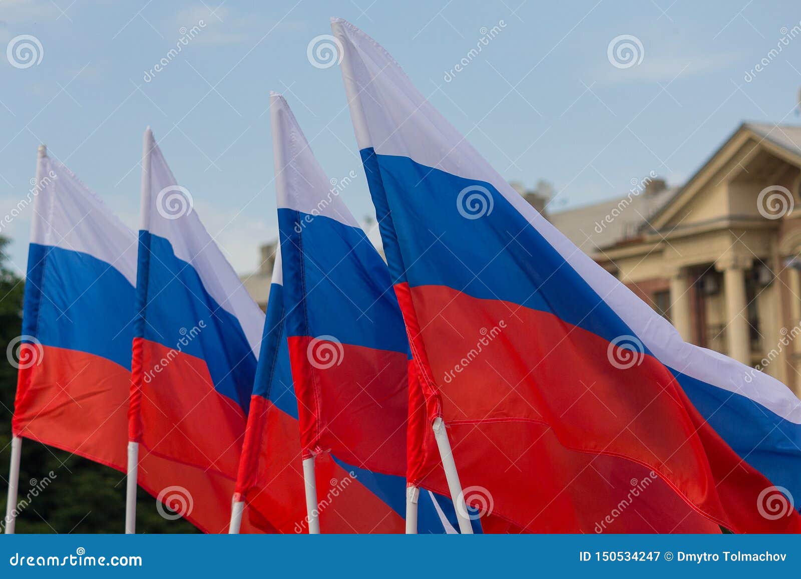 Russian Banners in a Row on the City Stock Image - Image of patriot ...