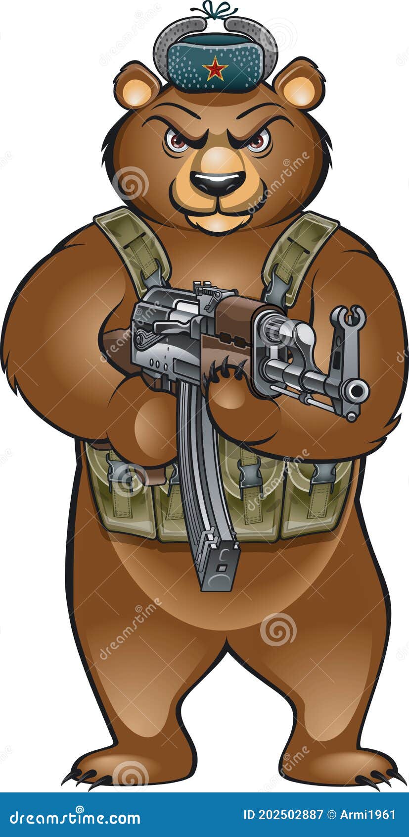 Russian Bear Holding Kalashnikov Ak47 Rifle Stock Vector - Illustration ...