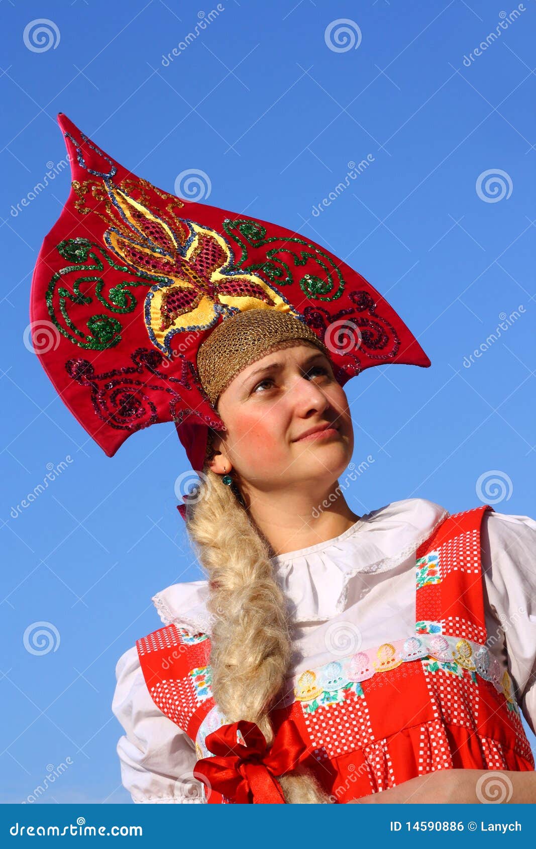 Russian Beauty Blonde With Blue Eyes Working On The Farm. The Concept ...