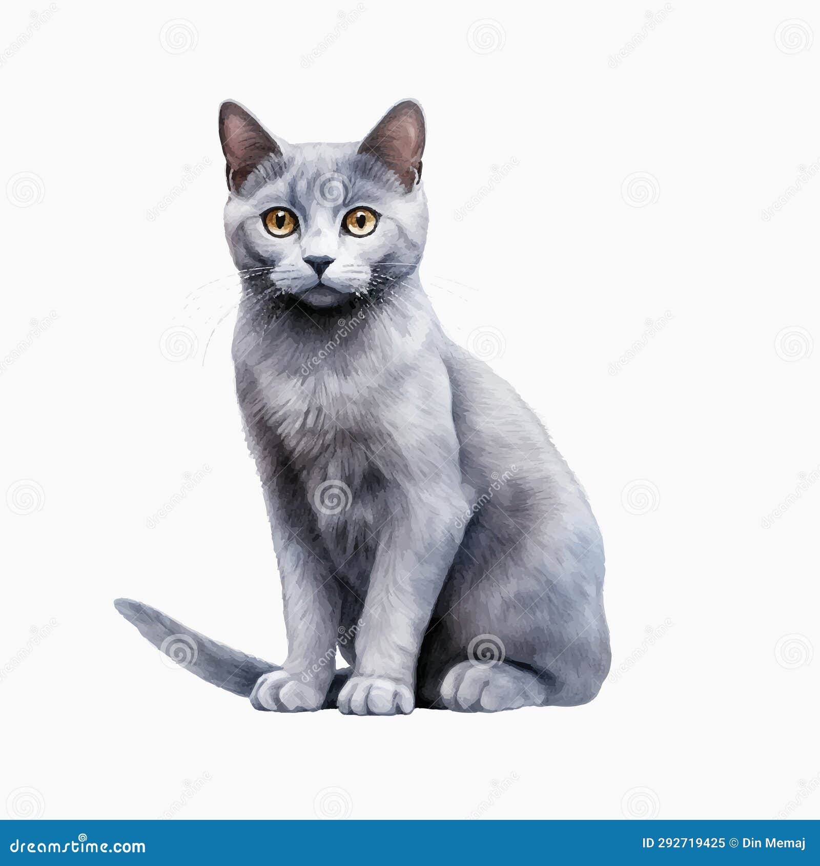 Russian Blue Cat Illustration Stock Vector - Illustration of russian ...