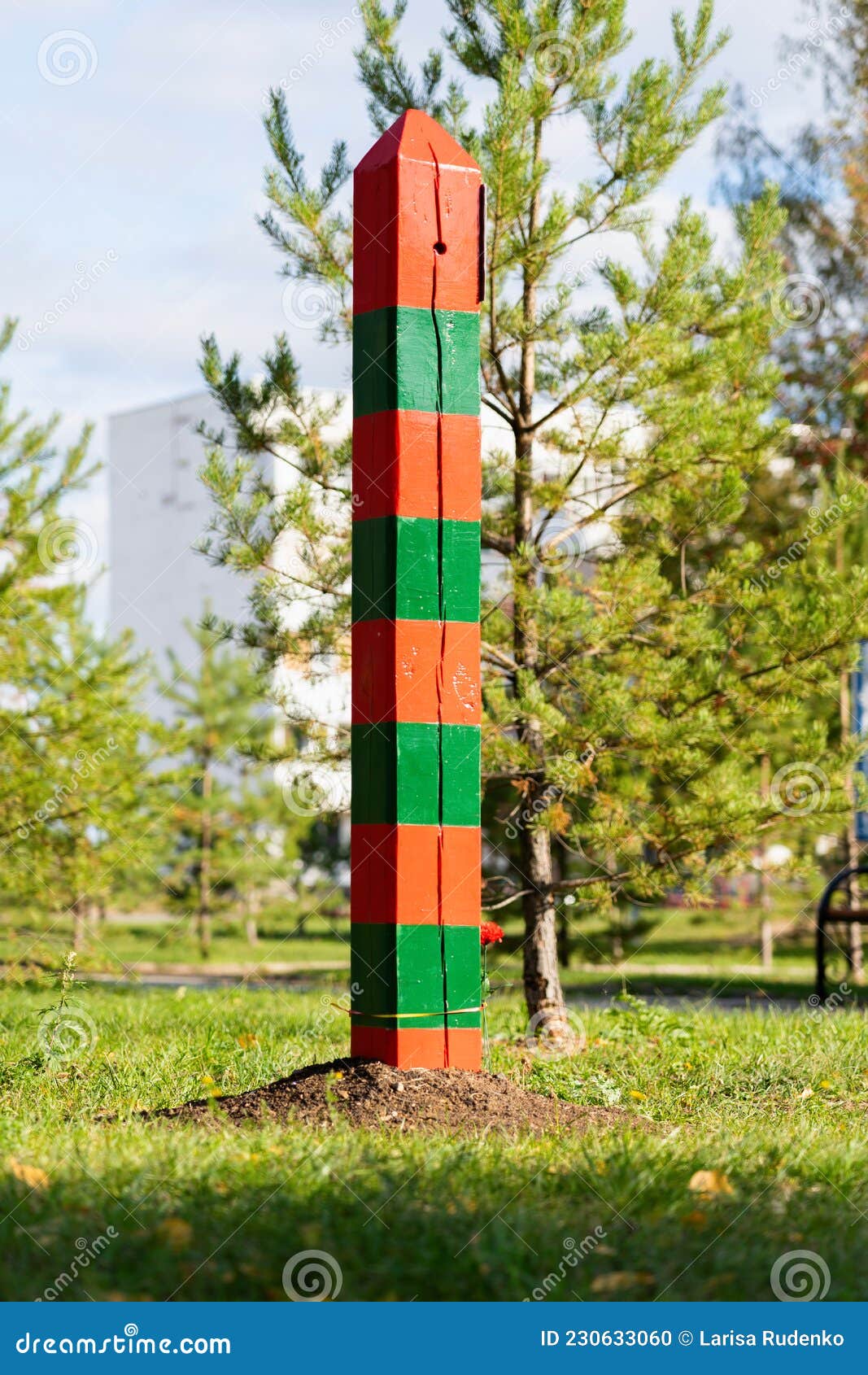 The Russian Border Post is Red and Green in an Urban Environment Stock ...