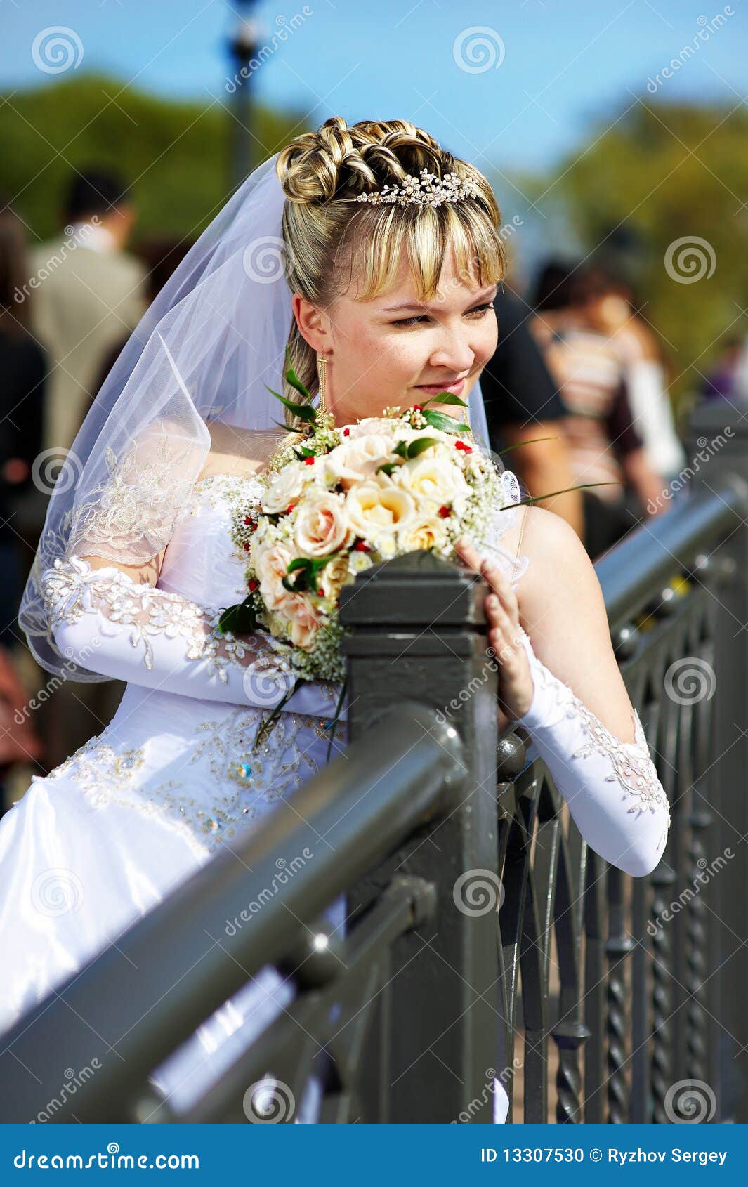 Russian Bride with Wedding Bouquet Stock Photo - Image of style, black ...