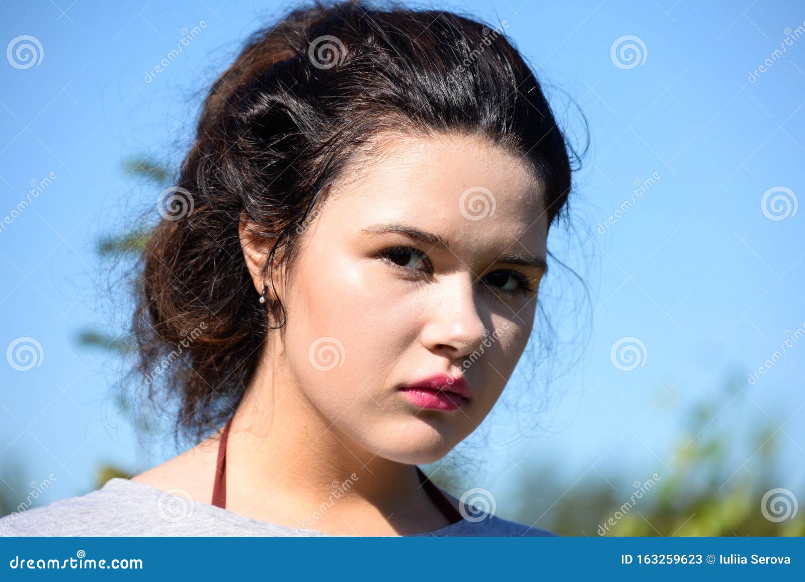 Russian Brunette Teenager Girl On The Nature Stock Image Image Of