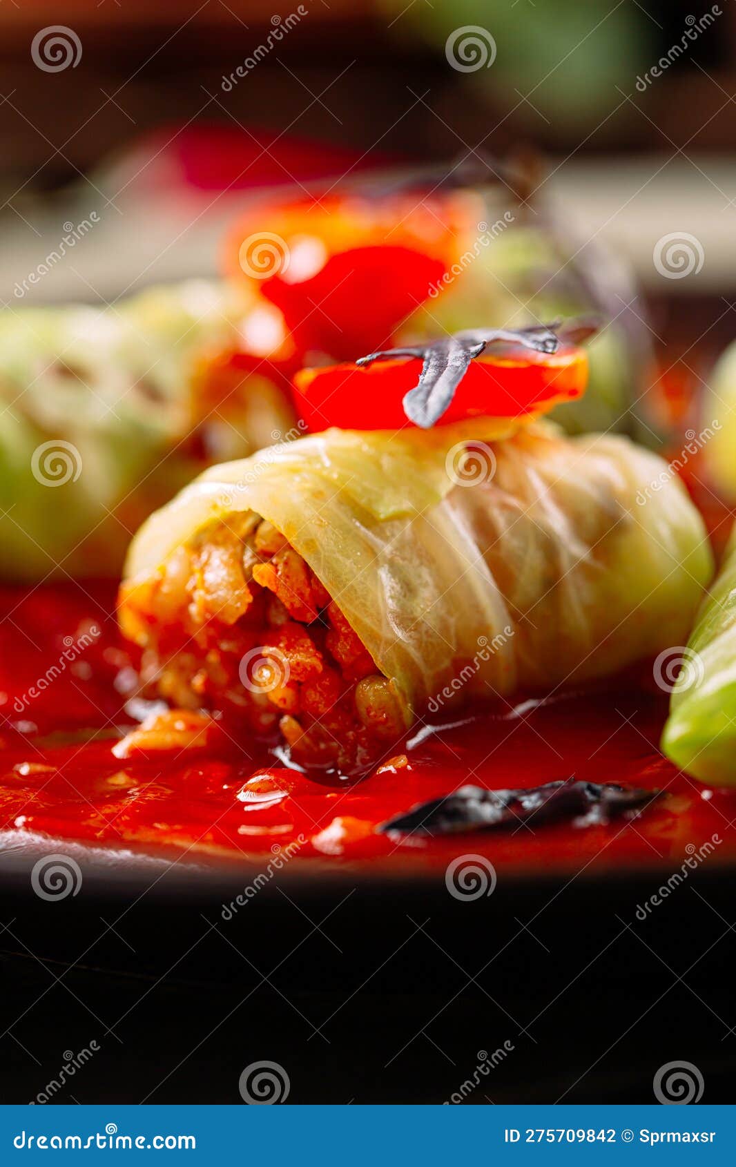 Russian Cabbage Rolls Golubtsy with Minced Beef Stock Photo - Image of ...