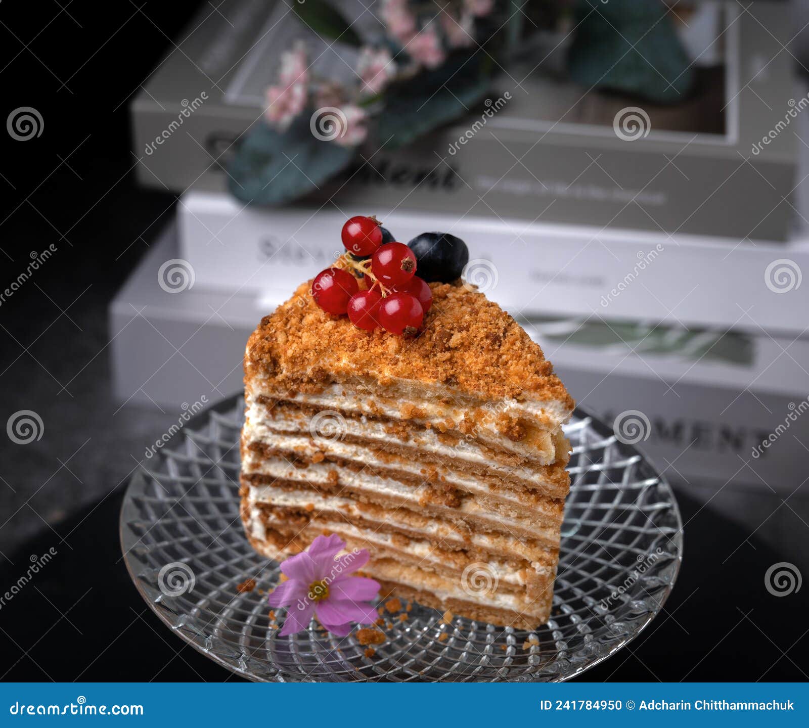 Russian Cake Medovik. Slice of Layered Honey Cake Stock Photo - Image ...