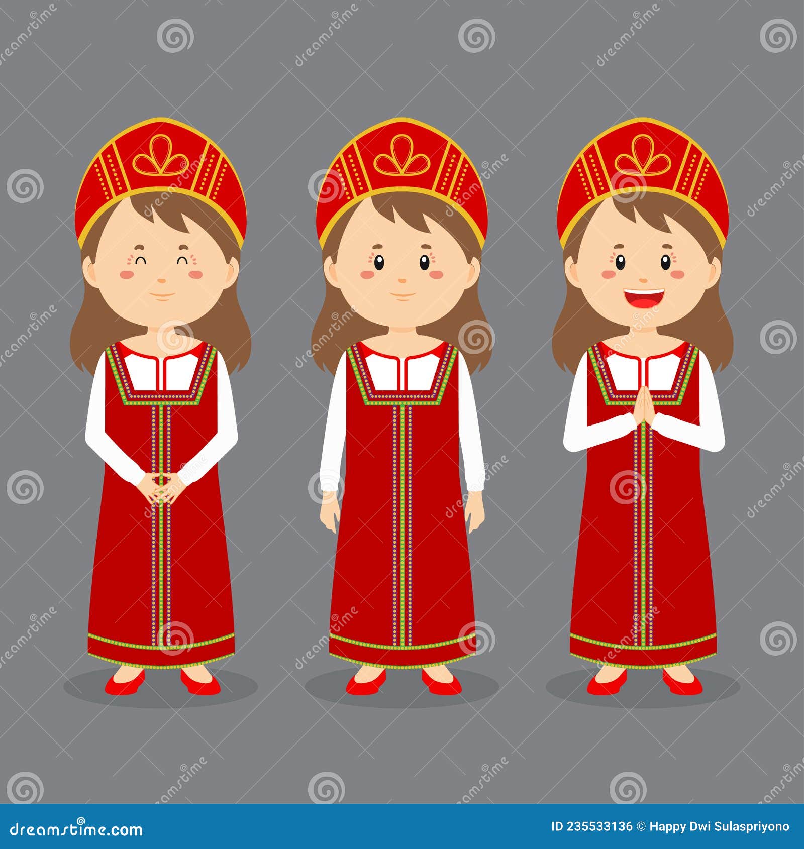 Russian Character with Various Expression Stock Vector - Illustration ...