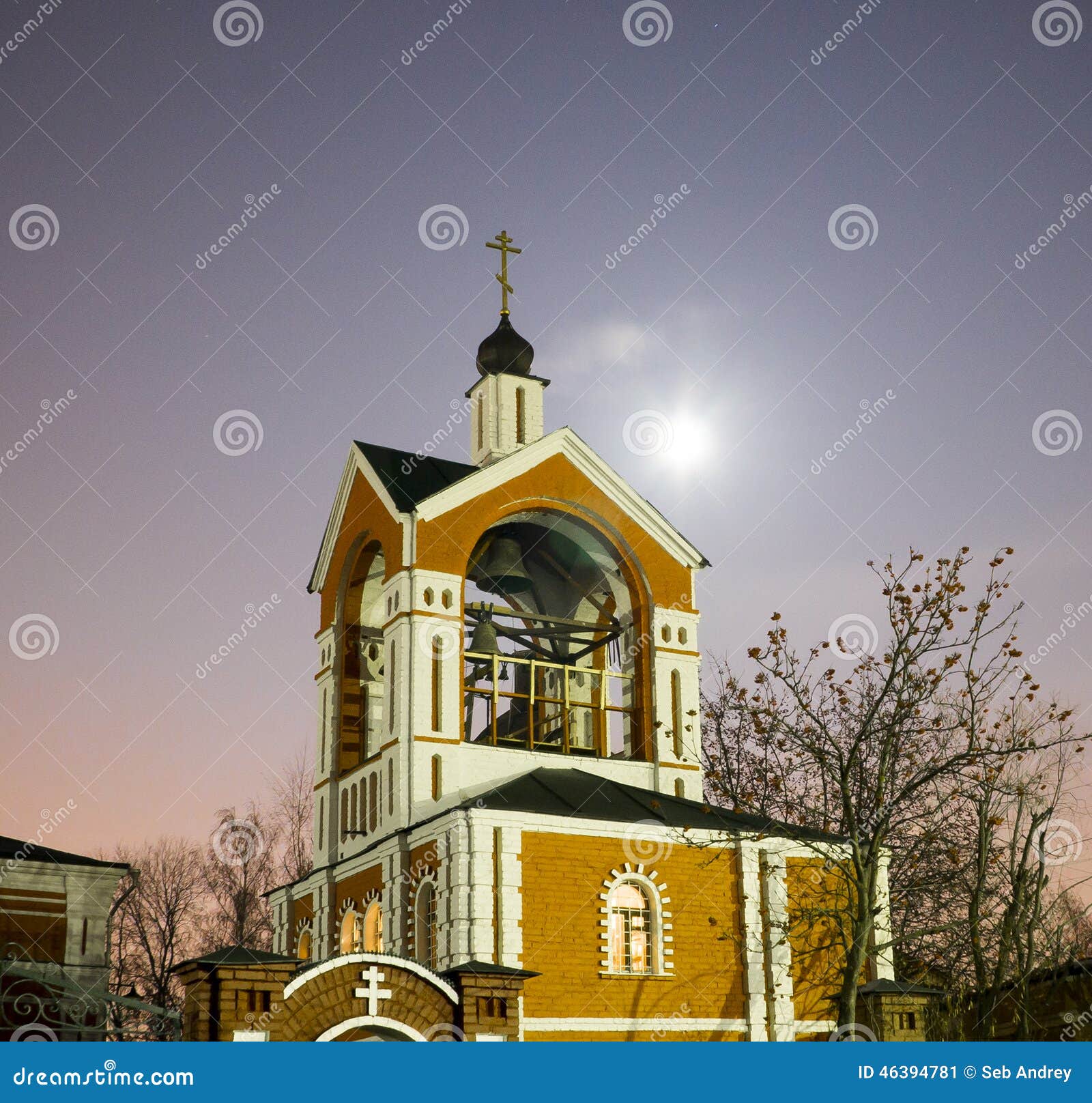 The Russian Church in the Night Stock Image - Image of moon, russia ...