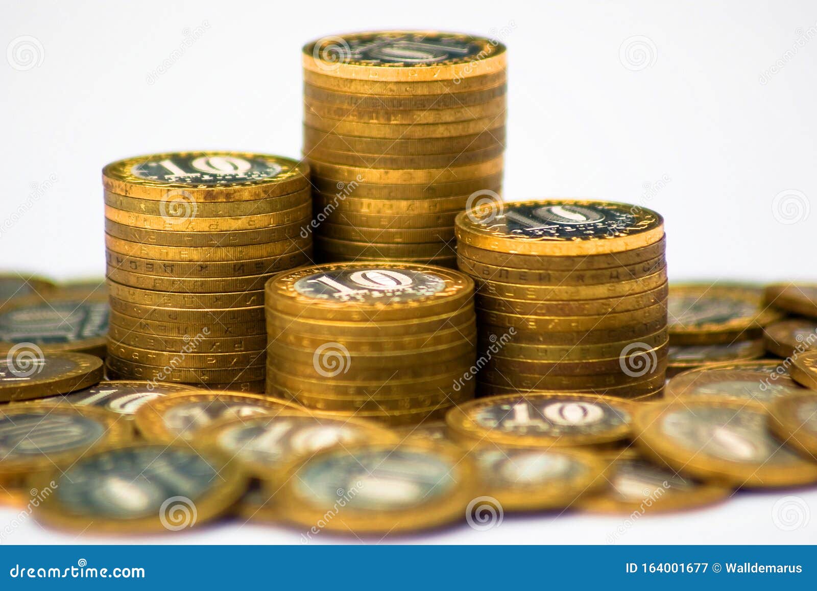 Russian coins in stack stock image. Image of cash, russia - 164001677