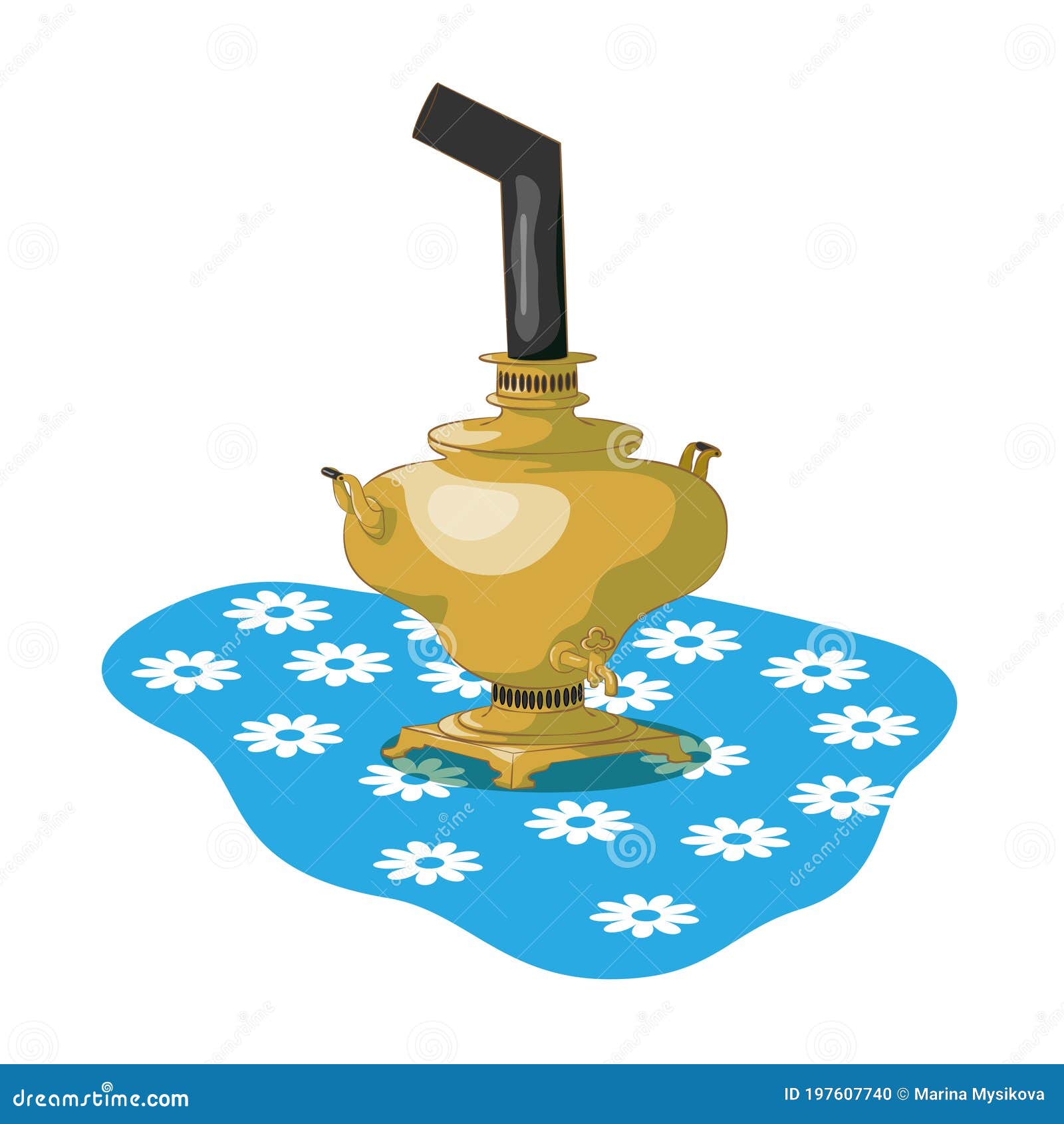 Russian copper samovar stock vector. Illustration of cooking - 197607740
